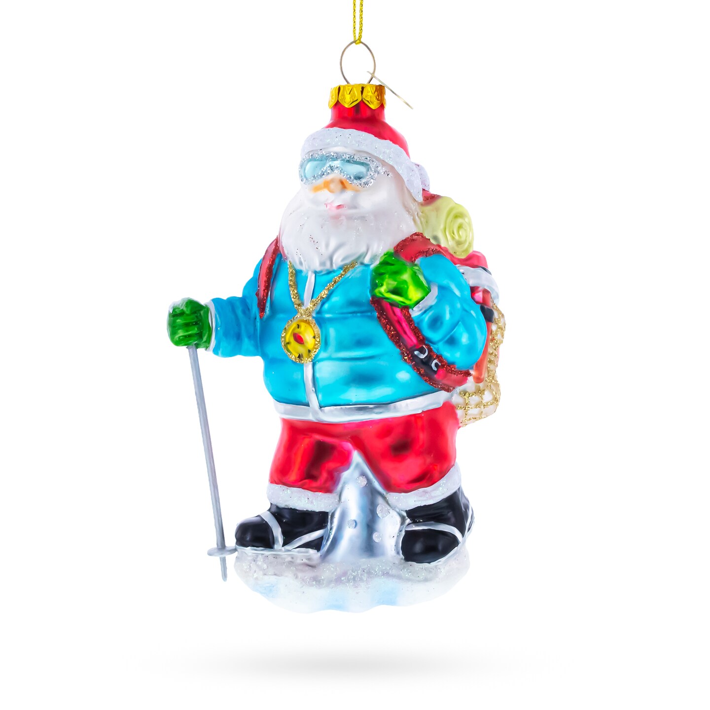 Snowshoeing Santa Glass Christmas Ornament | Michaels