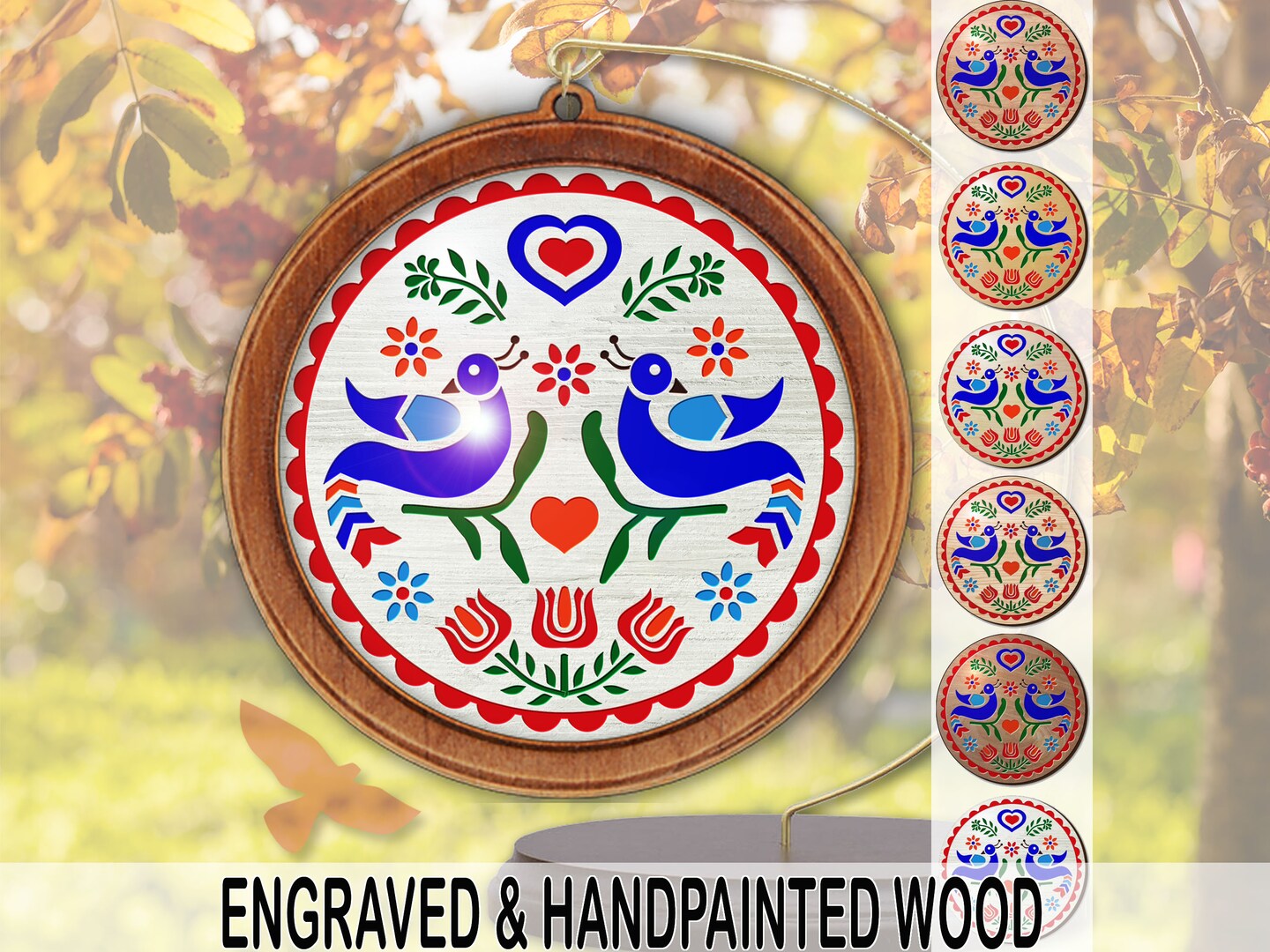 hxz: PA Dutch DOUBLE DISTELFINK Hex Sign ORNAMENT Laser-Engraved Hand ...