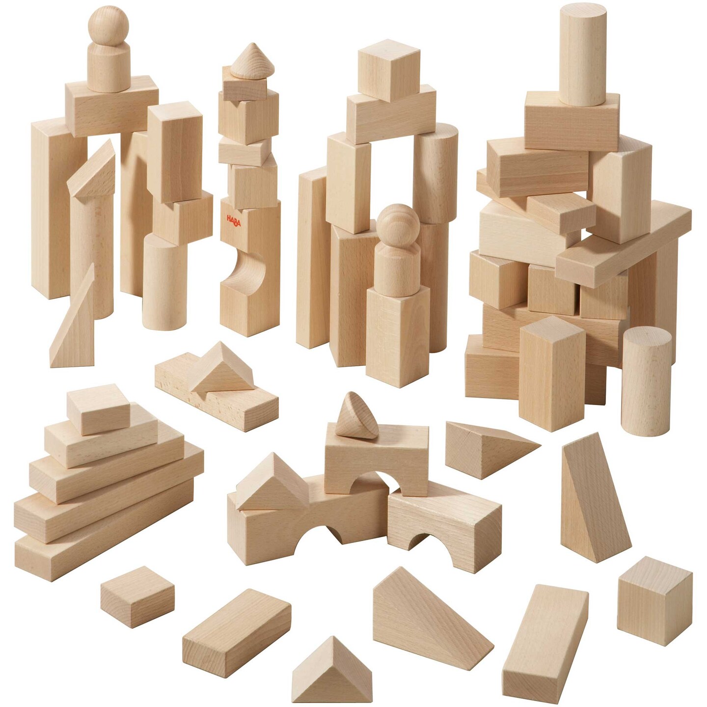 HABA Wooden Building Blocks 60 Piece Set, Ideal Toddler Blocks for Ages ...