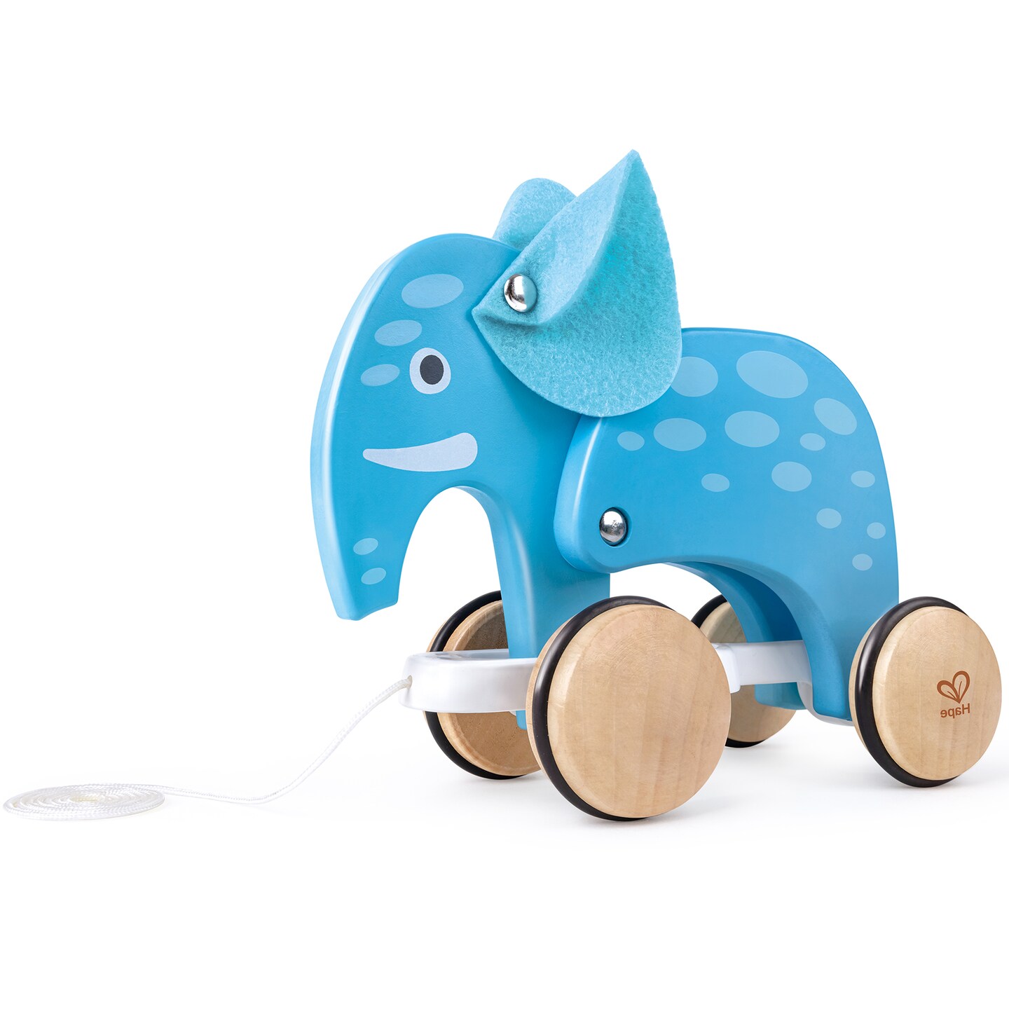 Hape: Pull Along - Elephant - Blue - Wooden Animal Toy, Rubber Rimmed ...