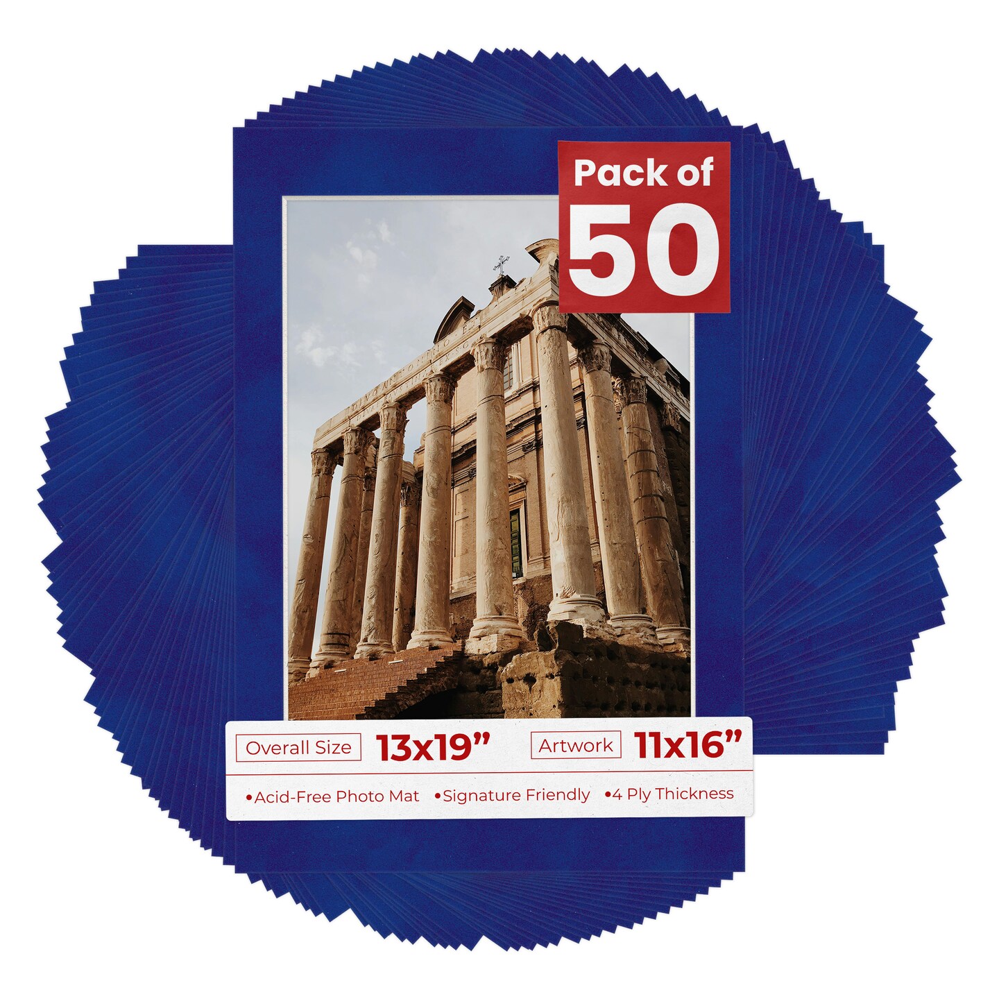 Royal Blue Suede Mat Board for 13x19 Frames - Fits 11x16 Photos, Color ...