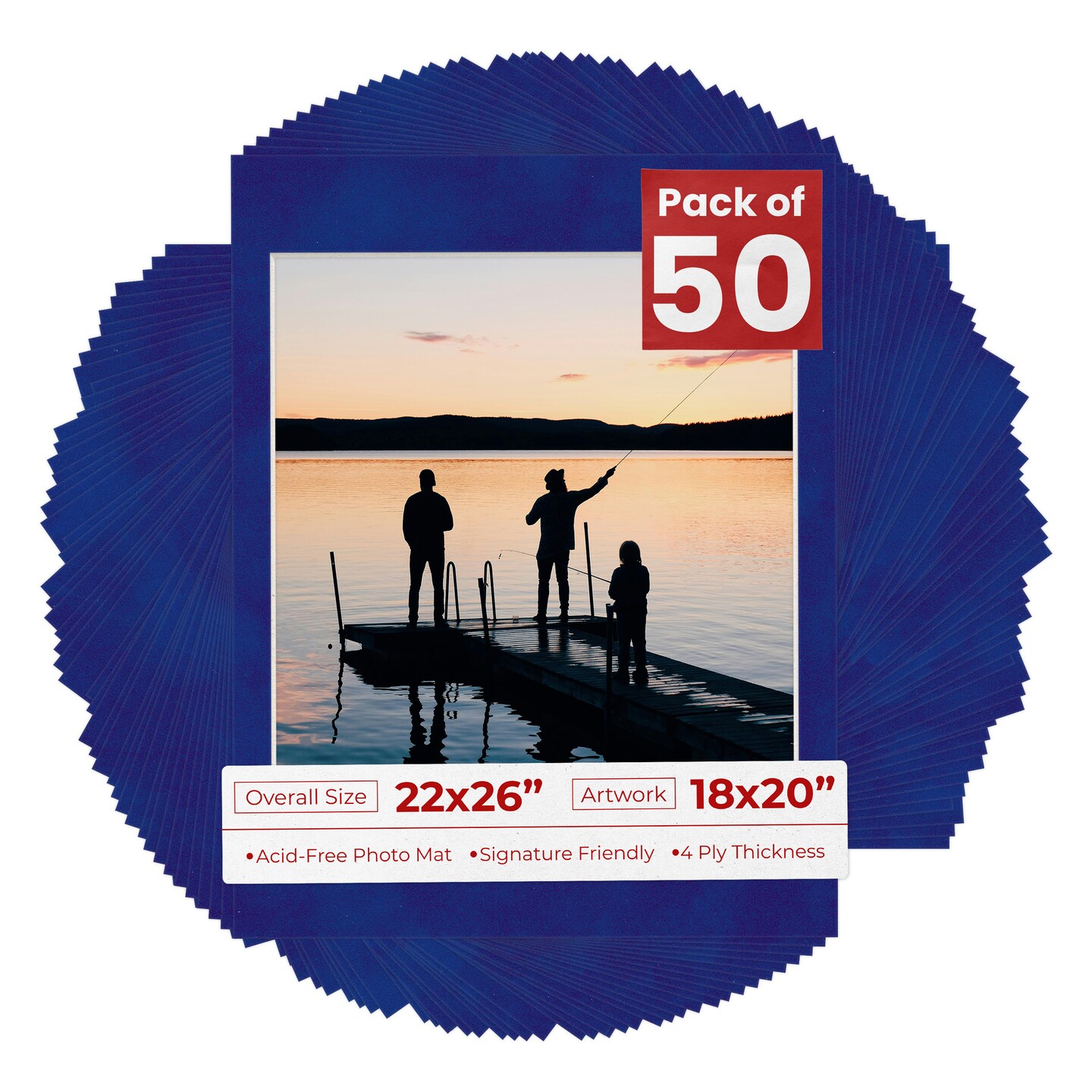 Royal Blue Suede Mat Board for 22x26 Frames - Fits 18x20 Photos, Color ...