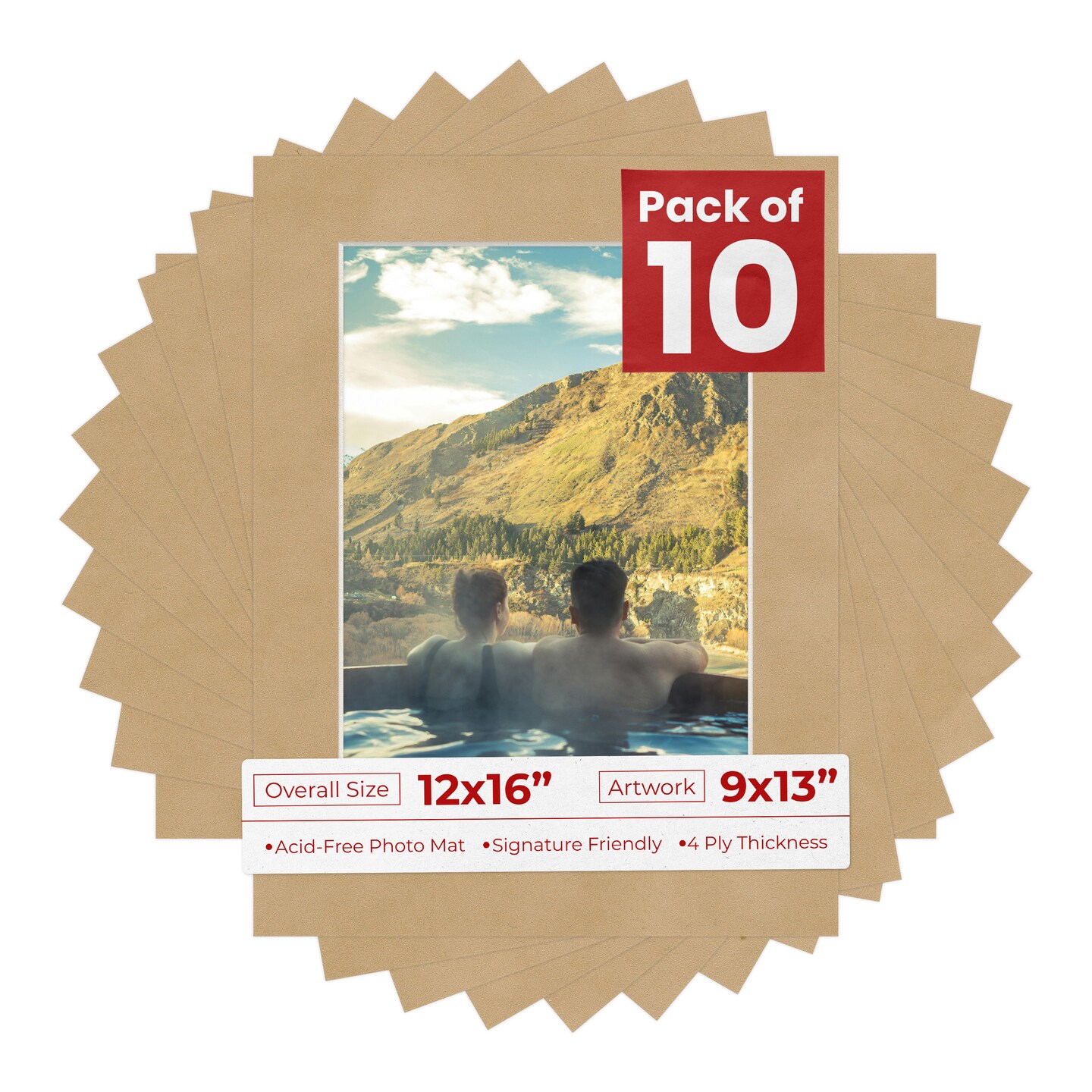Beige Suede Mat Board for 12x16 Frames - Fits 9x13 Photos, Color: Brown ...