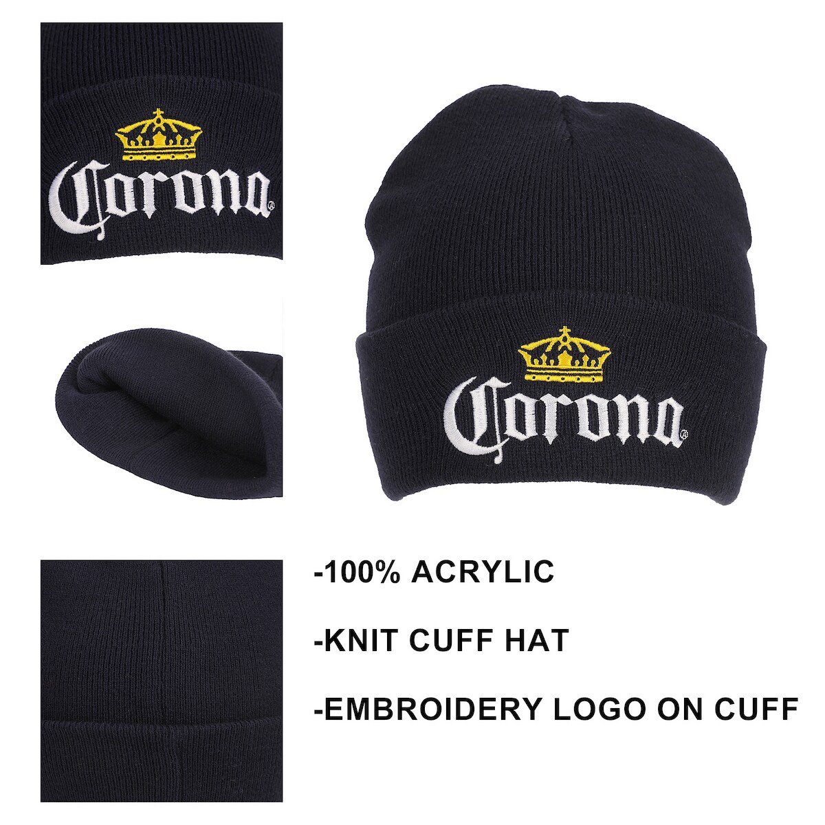 Corona Logo Embroidery On Acrylic Knit Standard Cuff Beanie | Michaels
