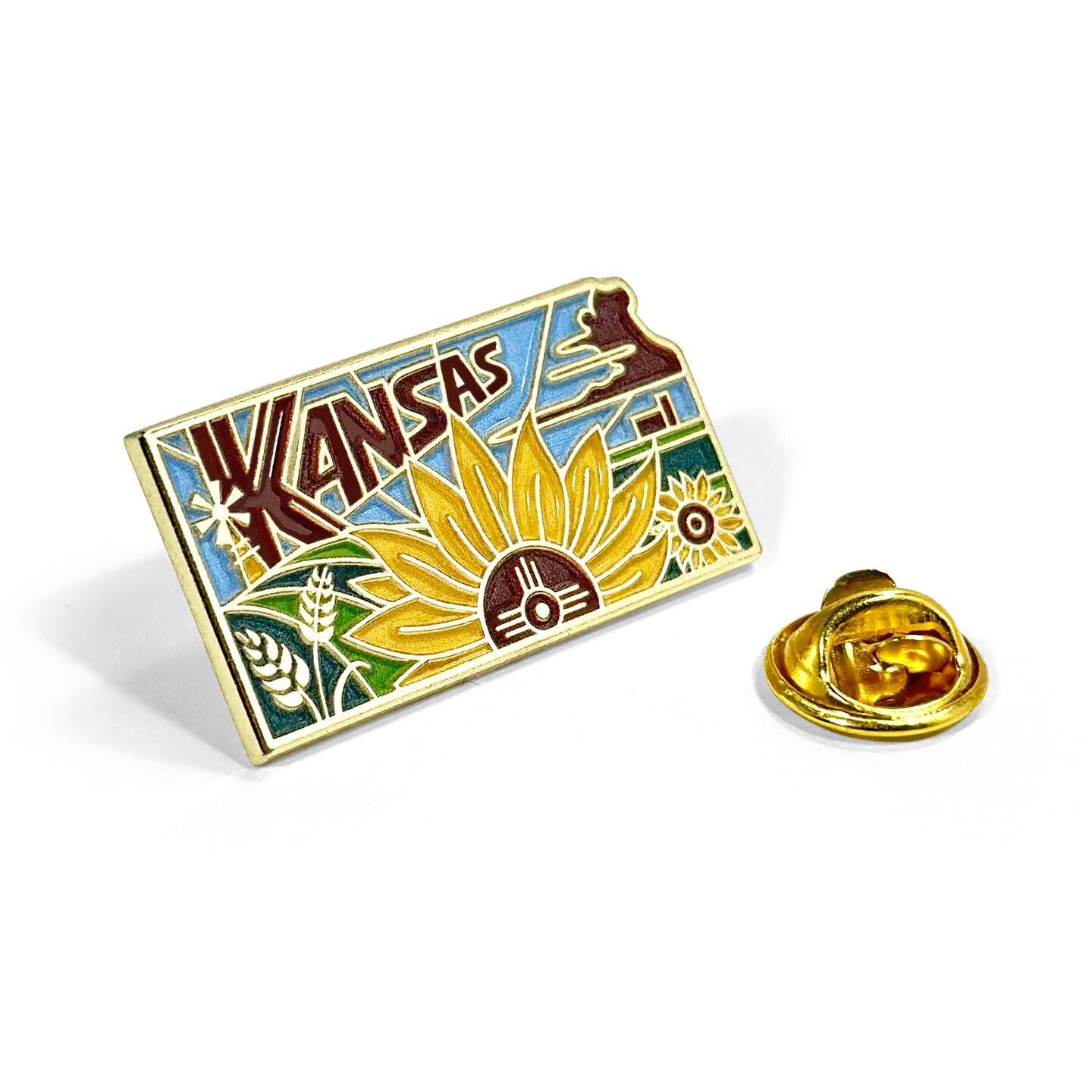 Kansas Enamel Lapel Pin, Collectible US State Collection KS Pin ...