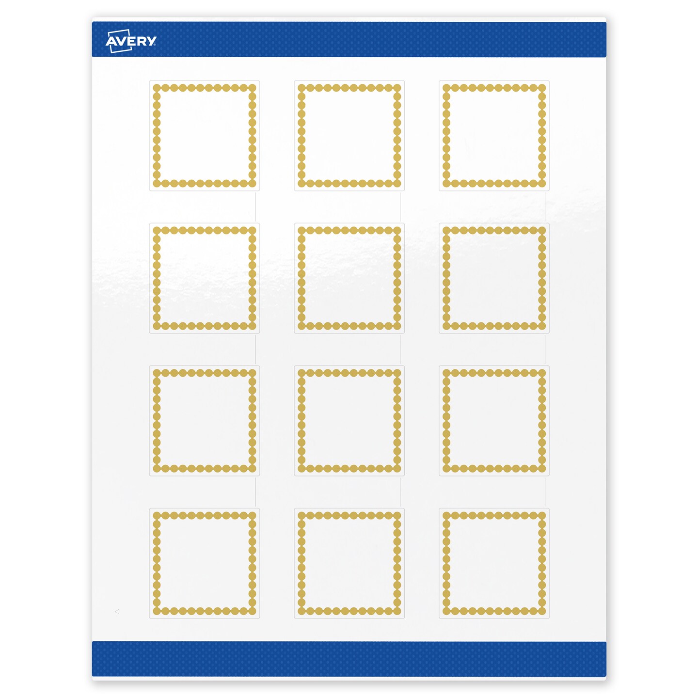 Avery Printable Square Labels, Gold Beads, 2" x 2", Glossy White Square ...