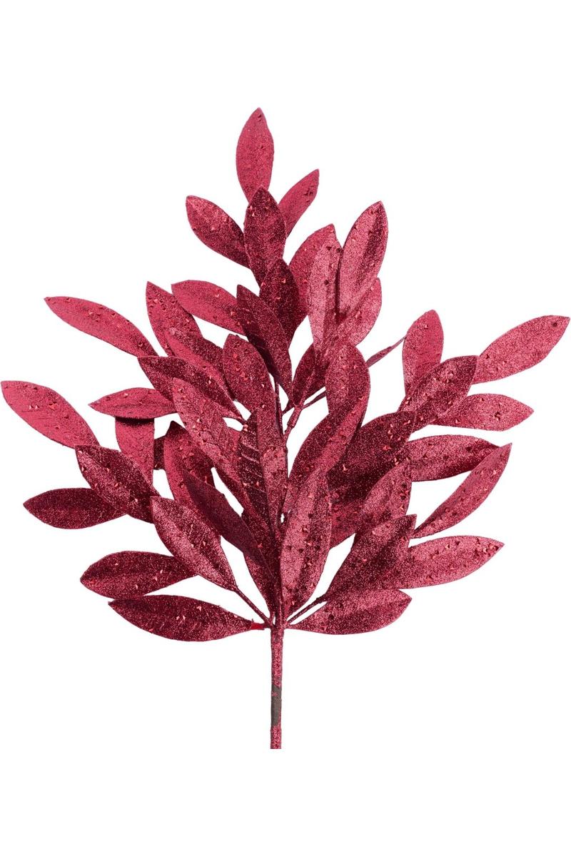 23" Glitter Bay Leaf Spray: Burgundy | Michaels