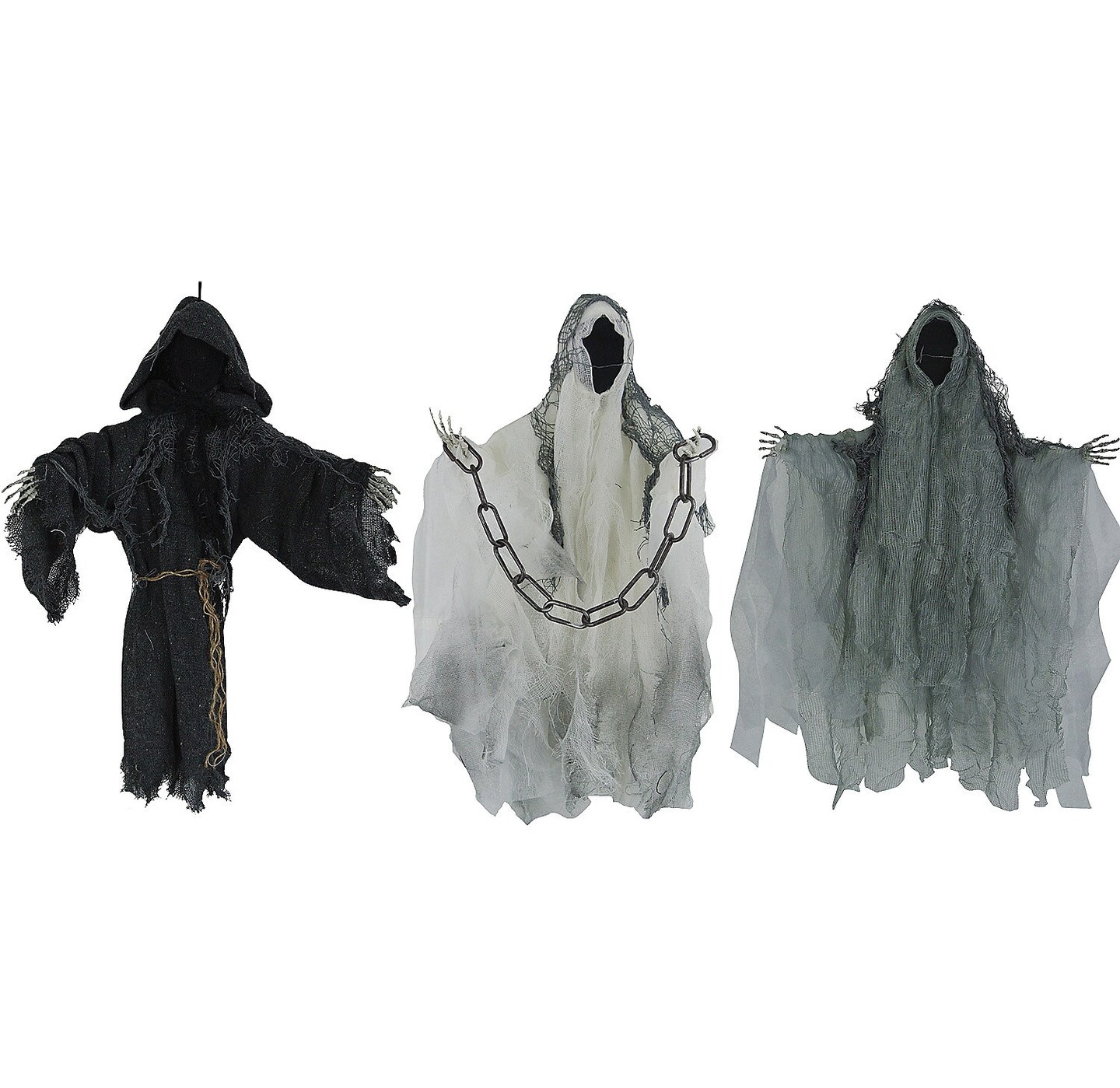 The Costume Center Set of 3 Black and Gray Faceless Reapers Halloween ...