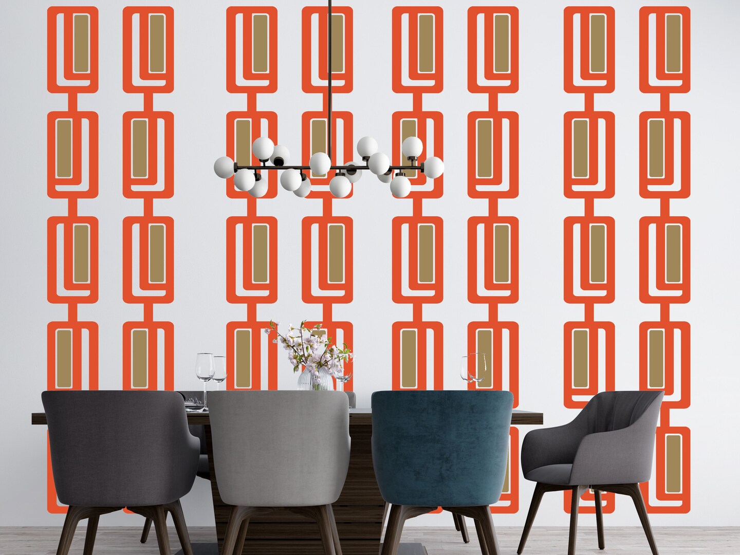 Rectangle Vinyl Wall Decal - 2 Color Decals, Mid Century Modern Decor ...