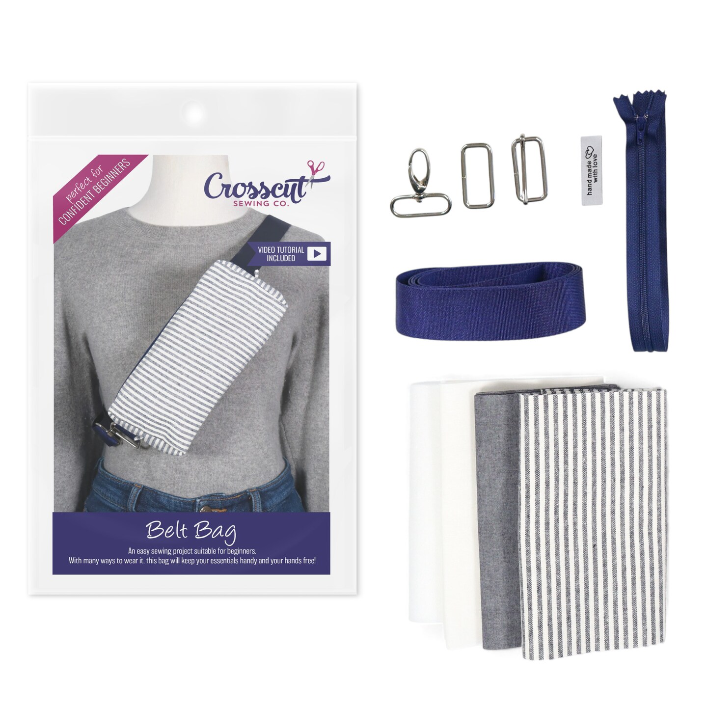 Crosscut Sewing Co.® Belt Bag Sewing Project Kit - Beginner Friendly ...