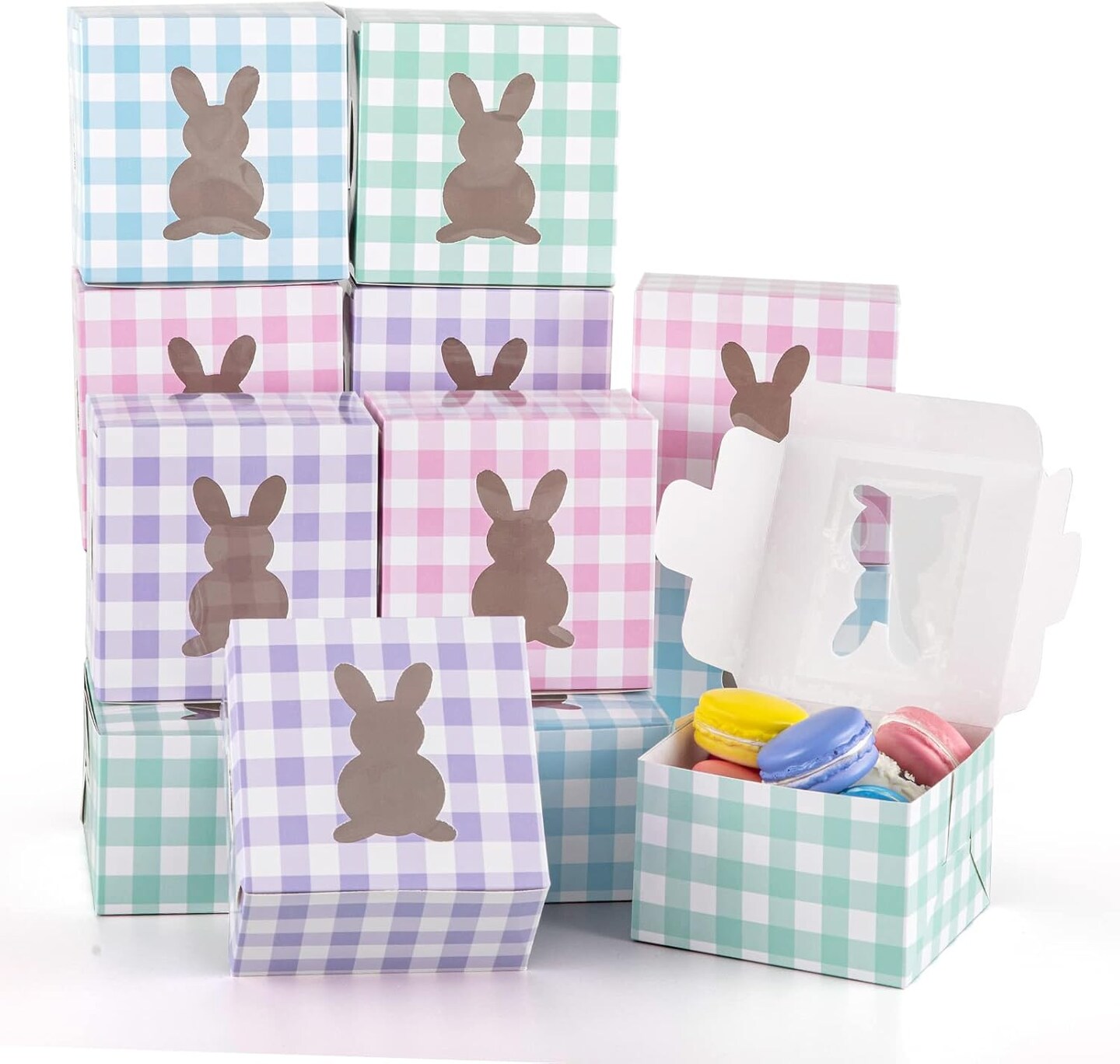 24Pcs Easter Treat Boxes with Bunny Window 4 x 4 x 2.6 Inch Colorful ...