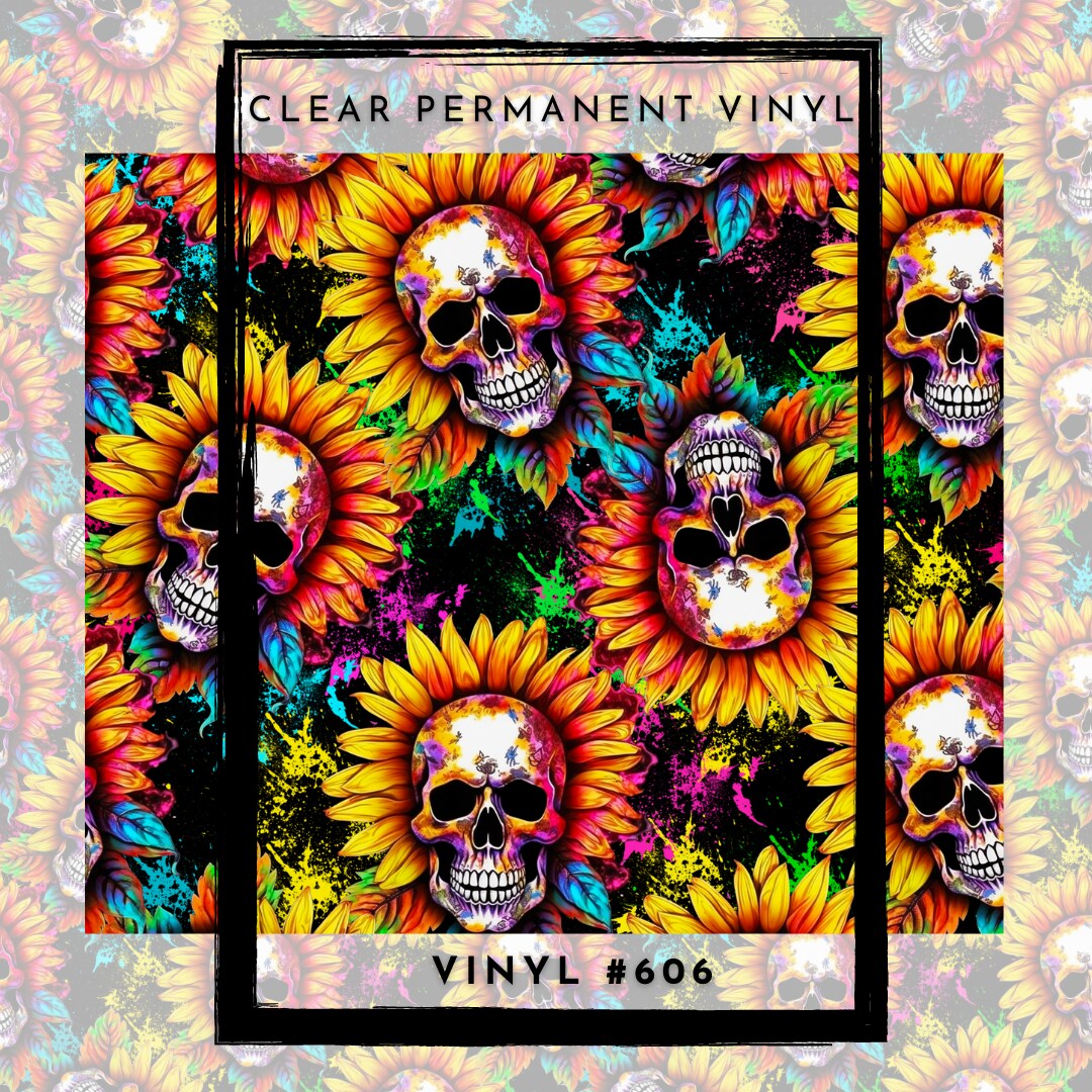#606 CLEAR Spooky Skull 12x12 Pattern Vinyl | Michaels