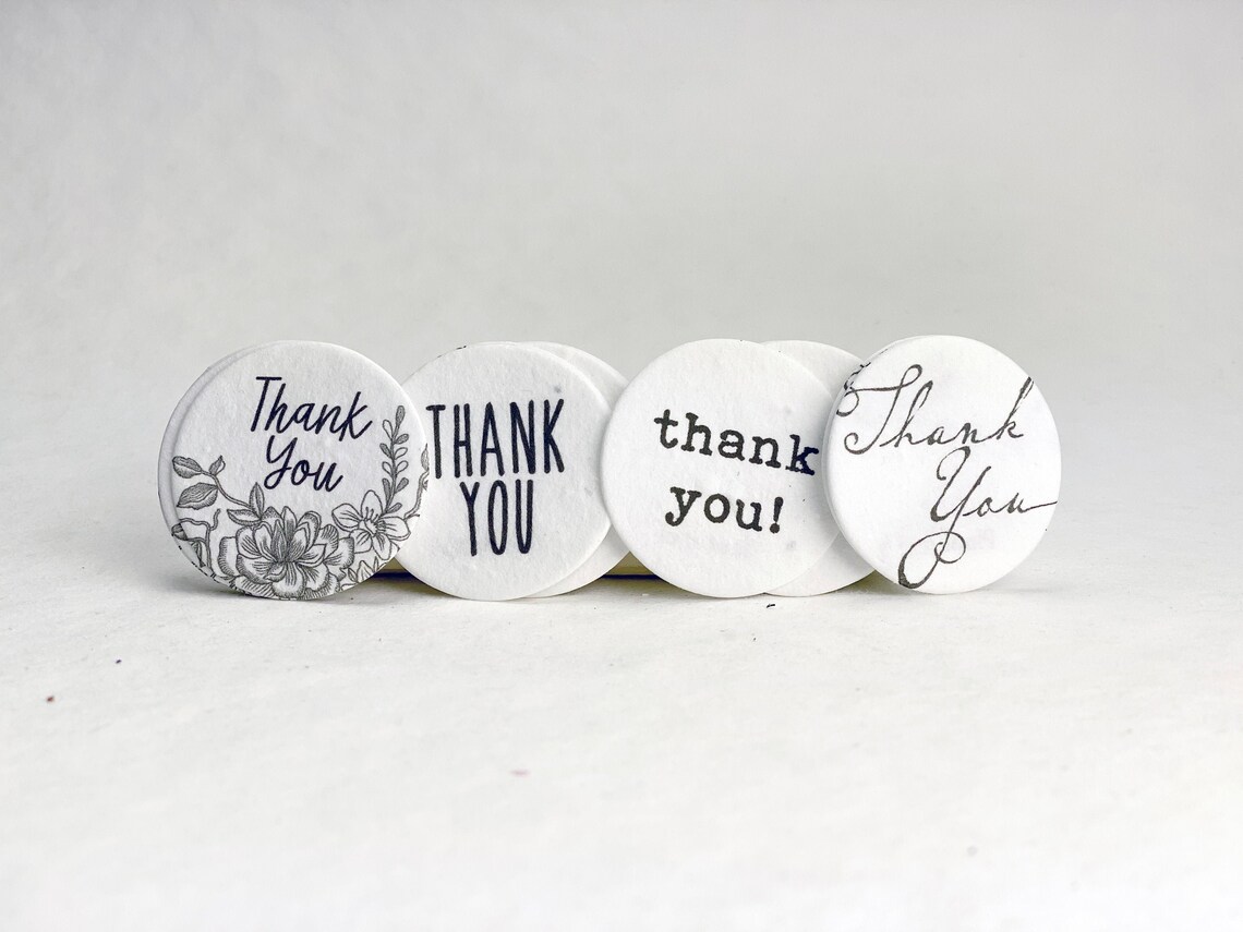 Wildflower Seed Paper Circle Tag - BW Thank You Text Designs - 1.5 ...