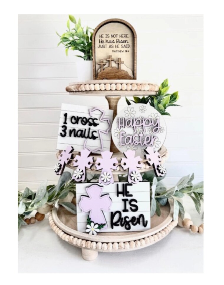 Easter Tier Tray Decorations, Religious Tier Tray Decor, Easter Home ...