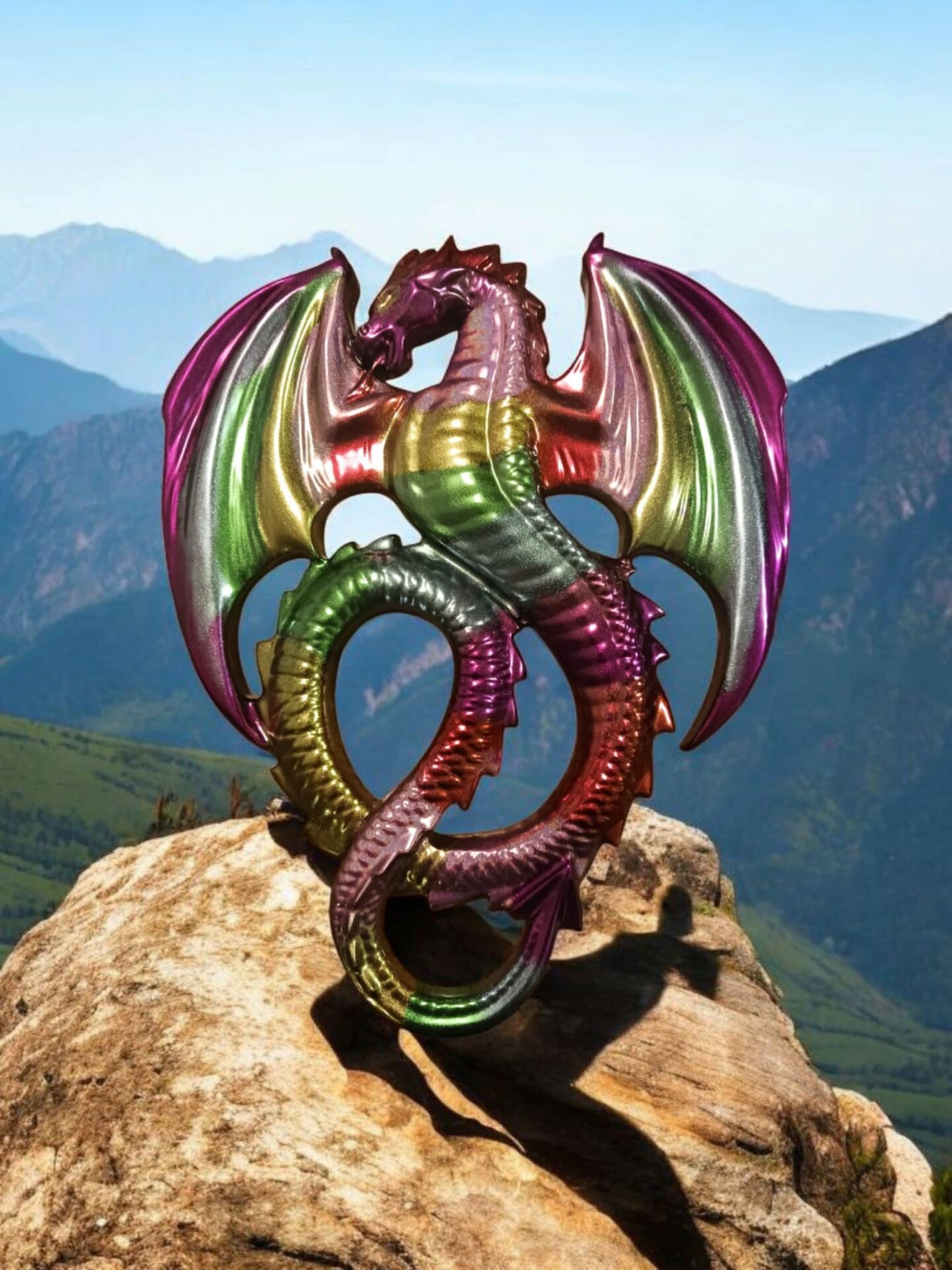 Rainbow Resin Dragons, Colorful Fantasy Resin Dragons, Magical Rainbow ...