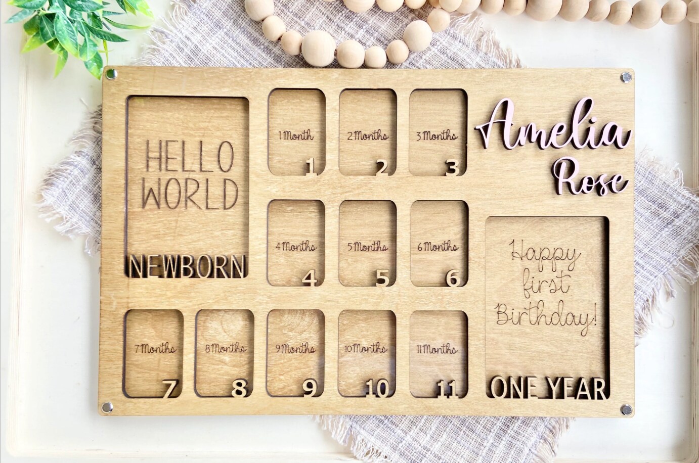 Baby First Year Picture Frame, Personalized Baby Photo Frame, Photo ...