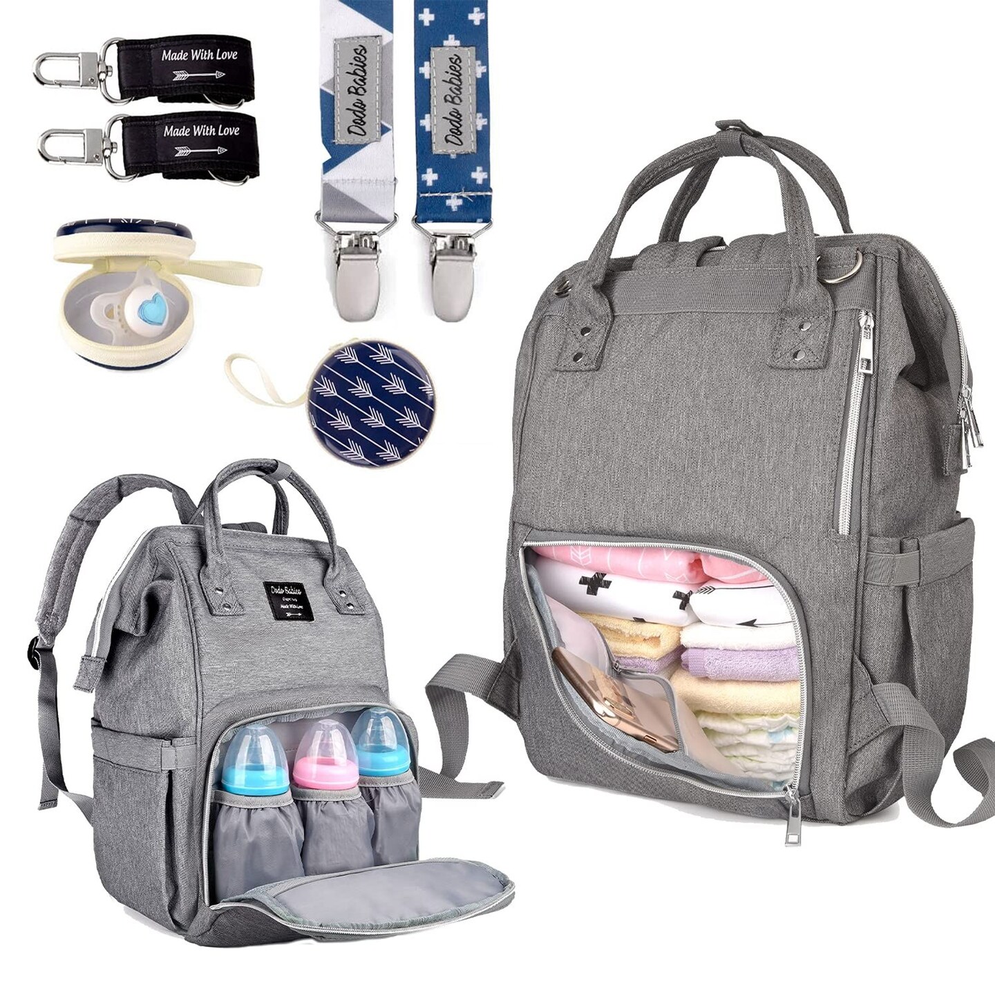Dodo Babies Diaper Bag Backpack Set - Insulated & Waterproof Pockets ...
