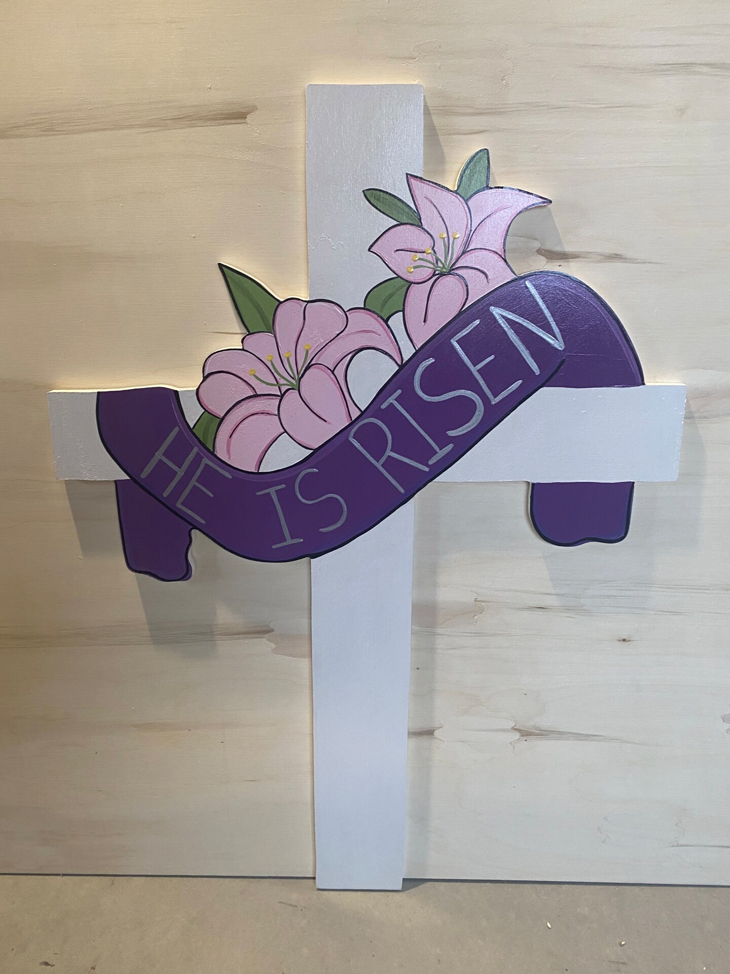 Easter He Is Risen Cross Wood Outdoor Yard Art Sign, Outdoor Easter ...