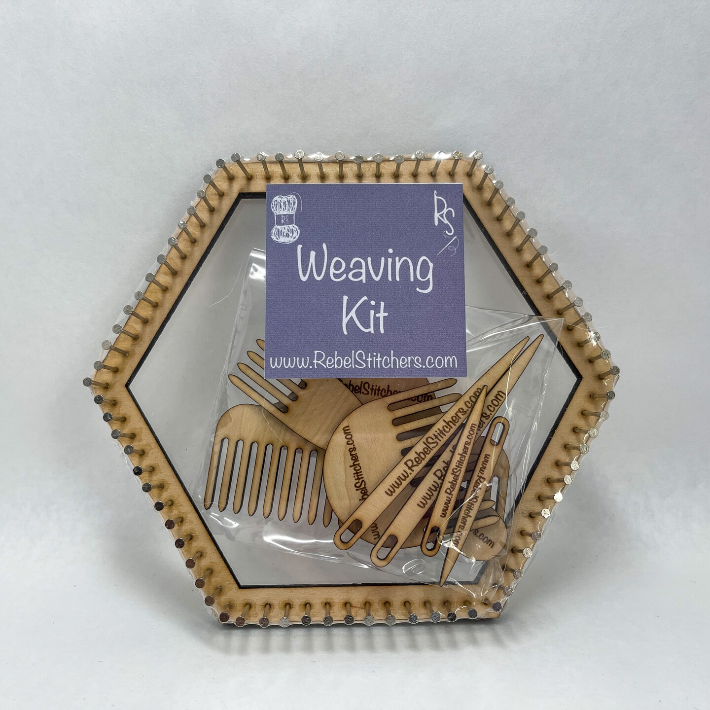 Small - Handmade Hexagon Pin Loom Kit - Compact, Portable, and Beginner ...