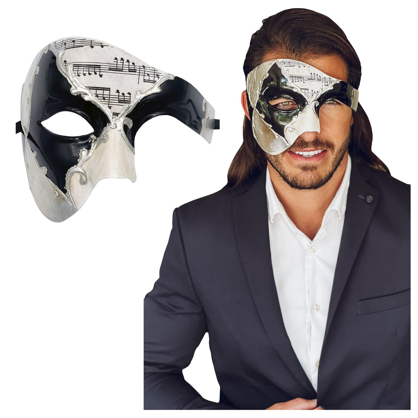 Half Face Masquerade Mask For Men Phantom Of The Opera Mask for Masquerade Party Venetian Party ...