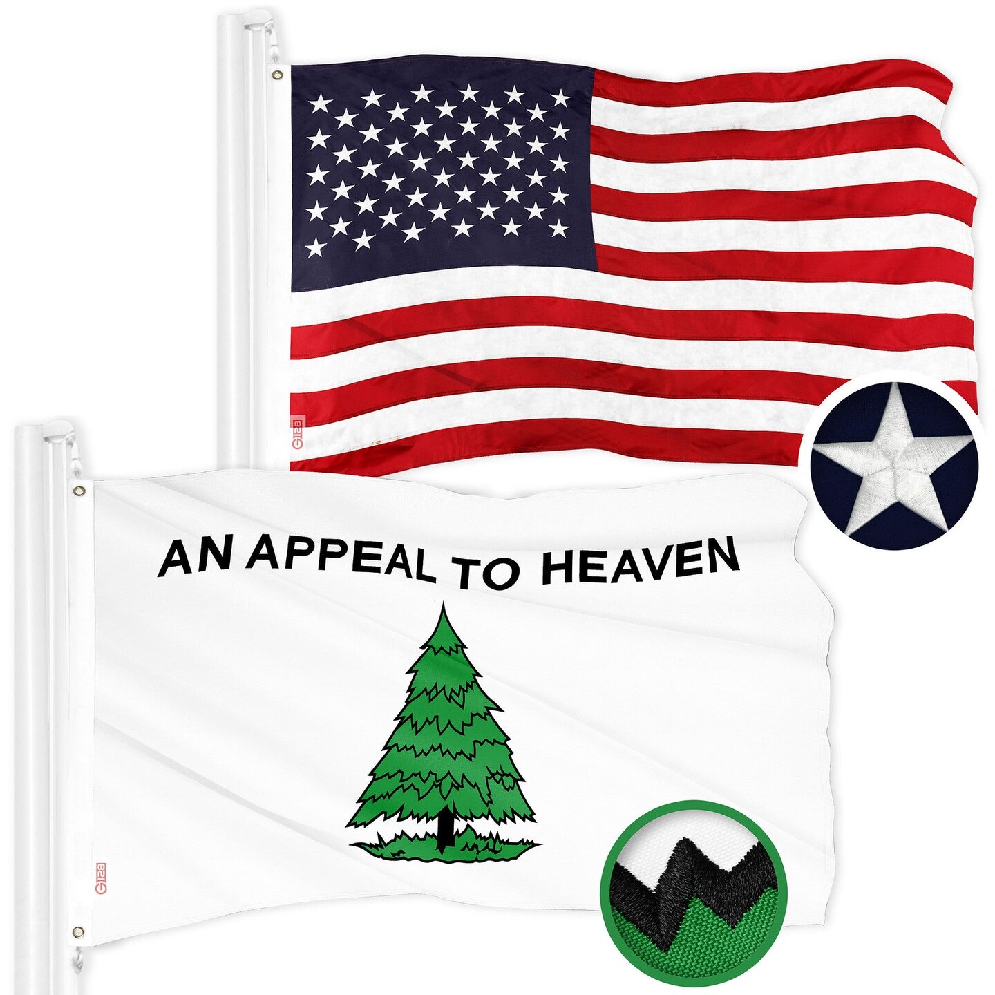 G128 Combo Pack: American USA Flag 3x5 Ft & An Appeal to Heaven Flag ...