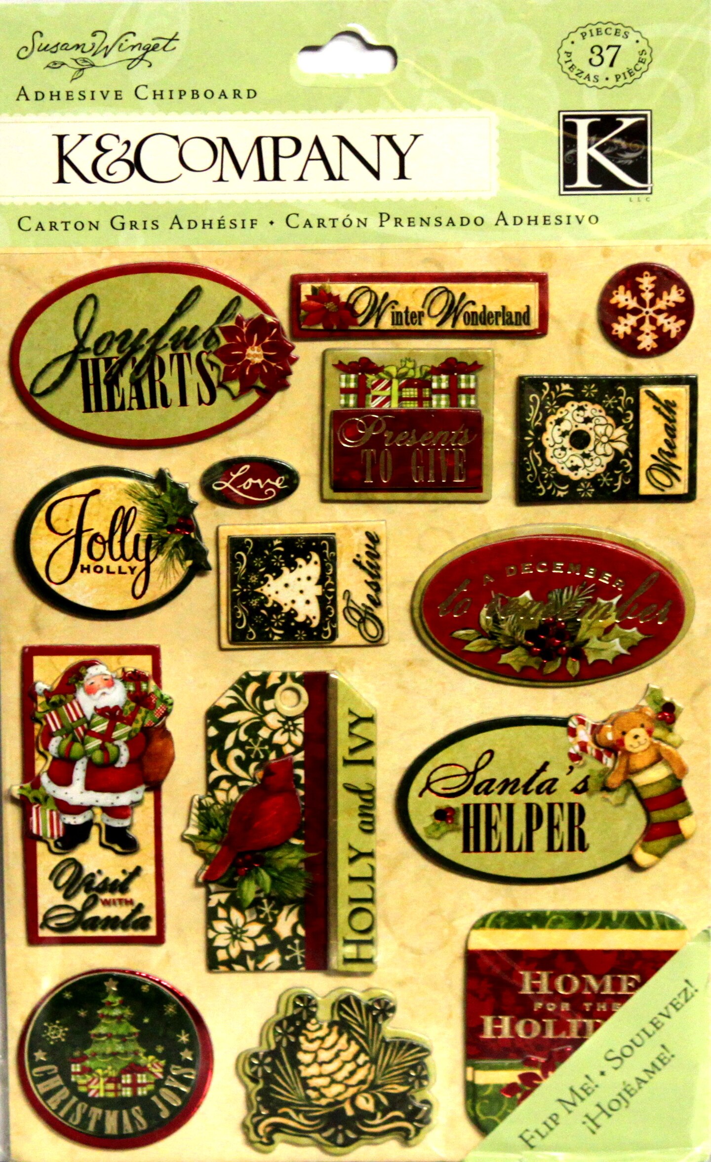 K & Company Susan Winget Glad Tidings Word Dimensional Chipboard ...