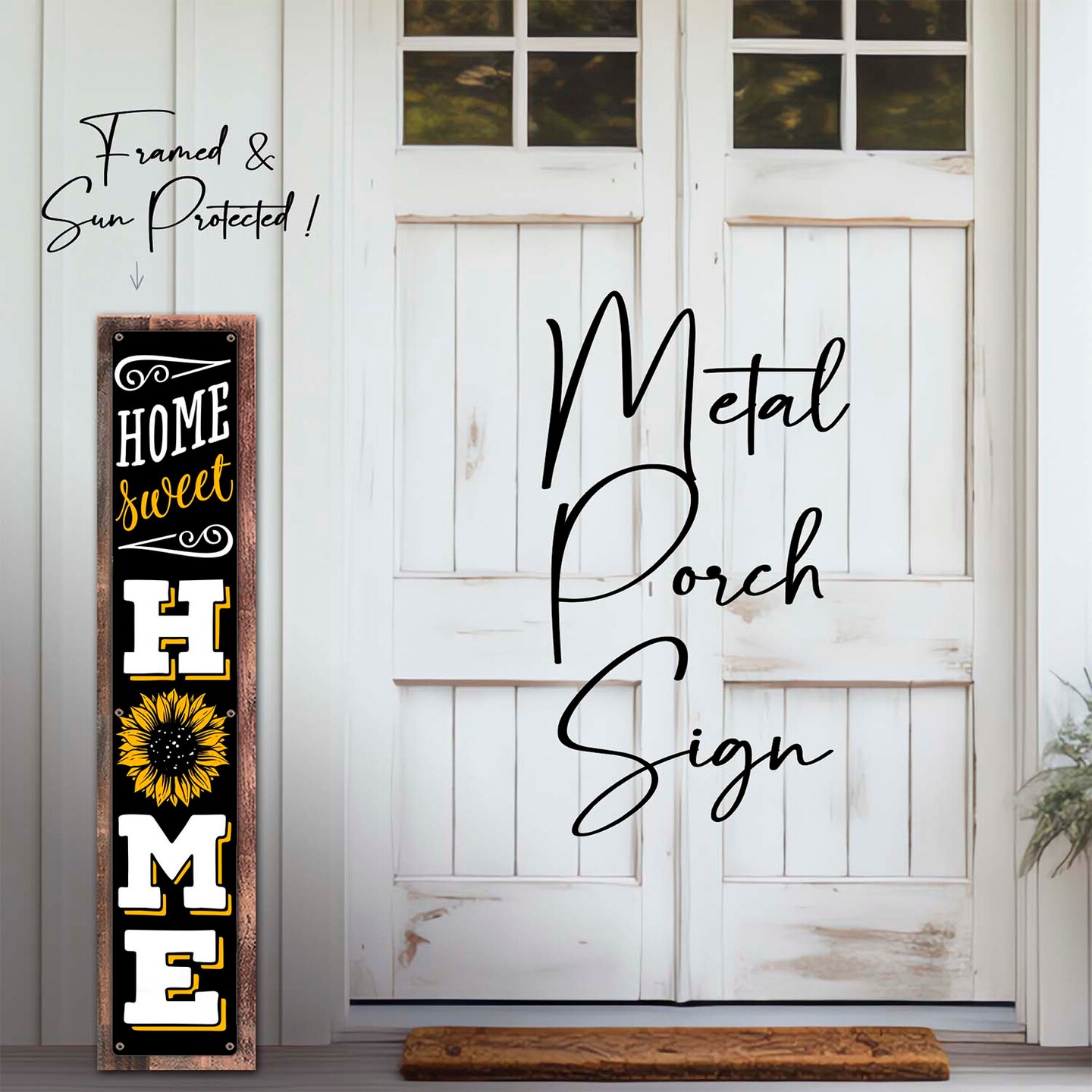 Home Sweet Home - Framed Sun Protected Metal Porch Sign; Farmhouse ...