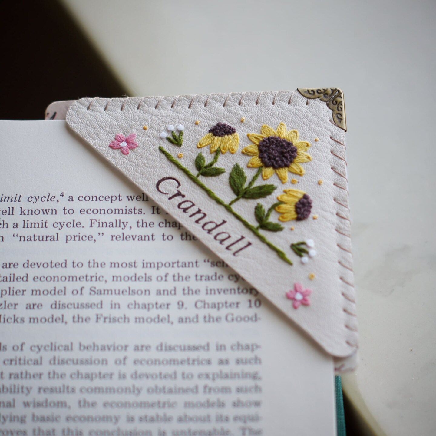 Faux Leather Corner Bookmark with Embroidery - Personalized with Name ...