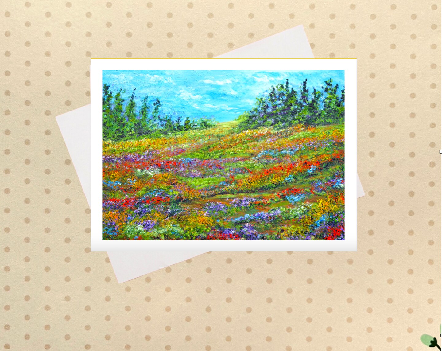 Red poppy flower field blank note card lone tree 4.25x5.50 plus ...