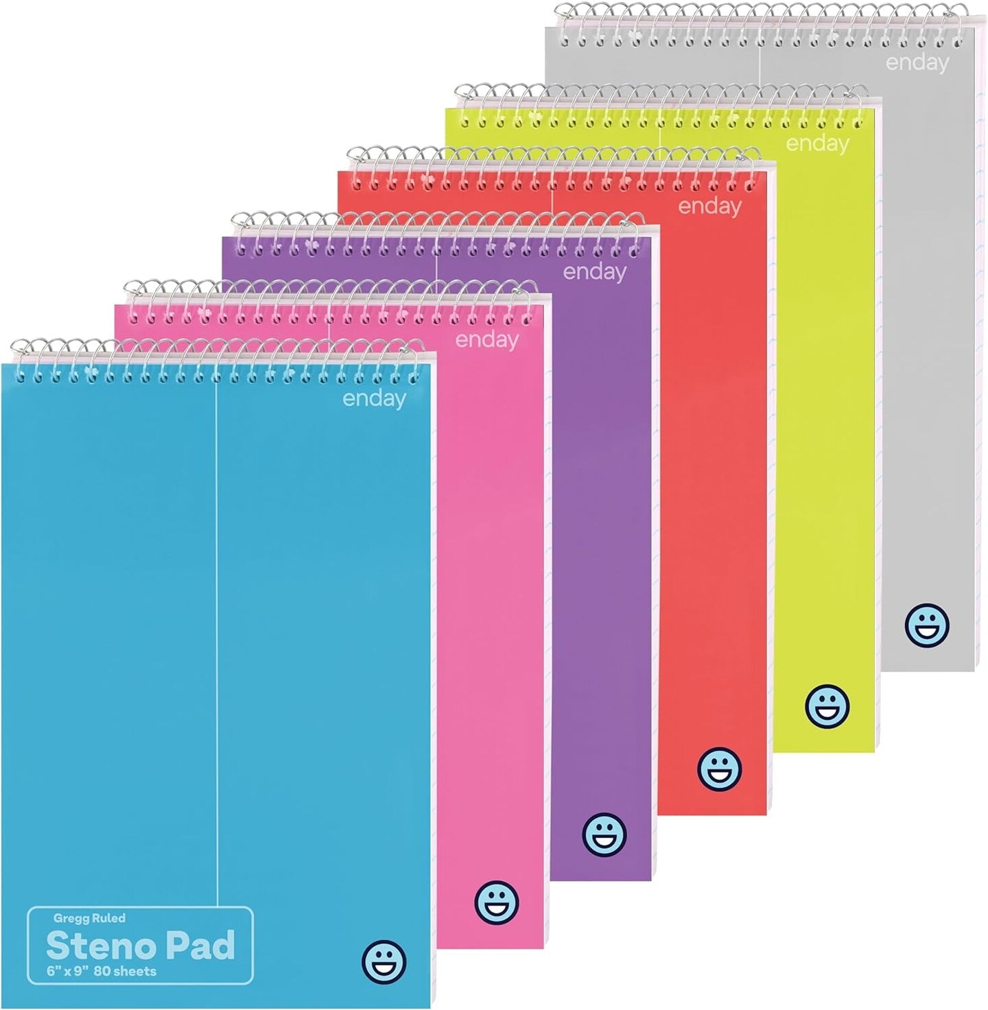 Steno Pads Spiral 6 Pack, 6 X 9, 80 Sheets White Paper, Gregg Rule ...