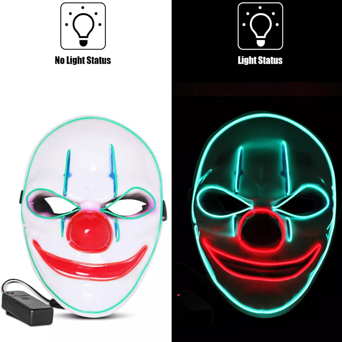 Kitcheniva Halloween Scary Mask Cosplay LED Costume Mask EL Wire Light ...