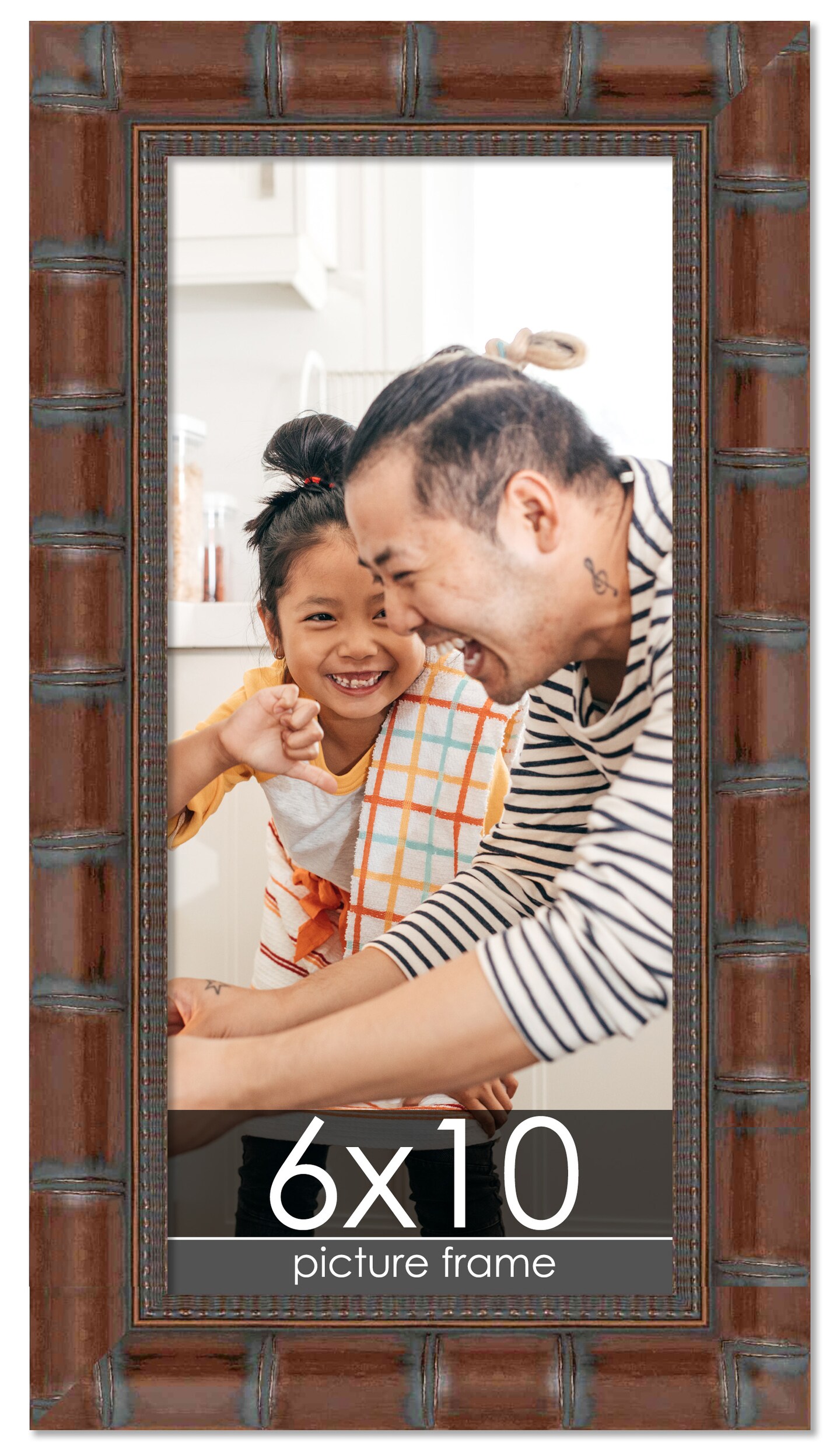6x10 Wide Bamboo Picture Frame with UV-Resistant Acrylic & Acid Free ...