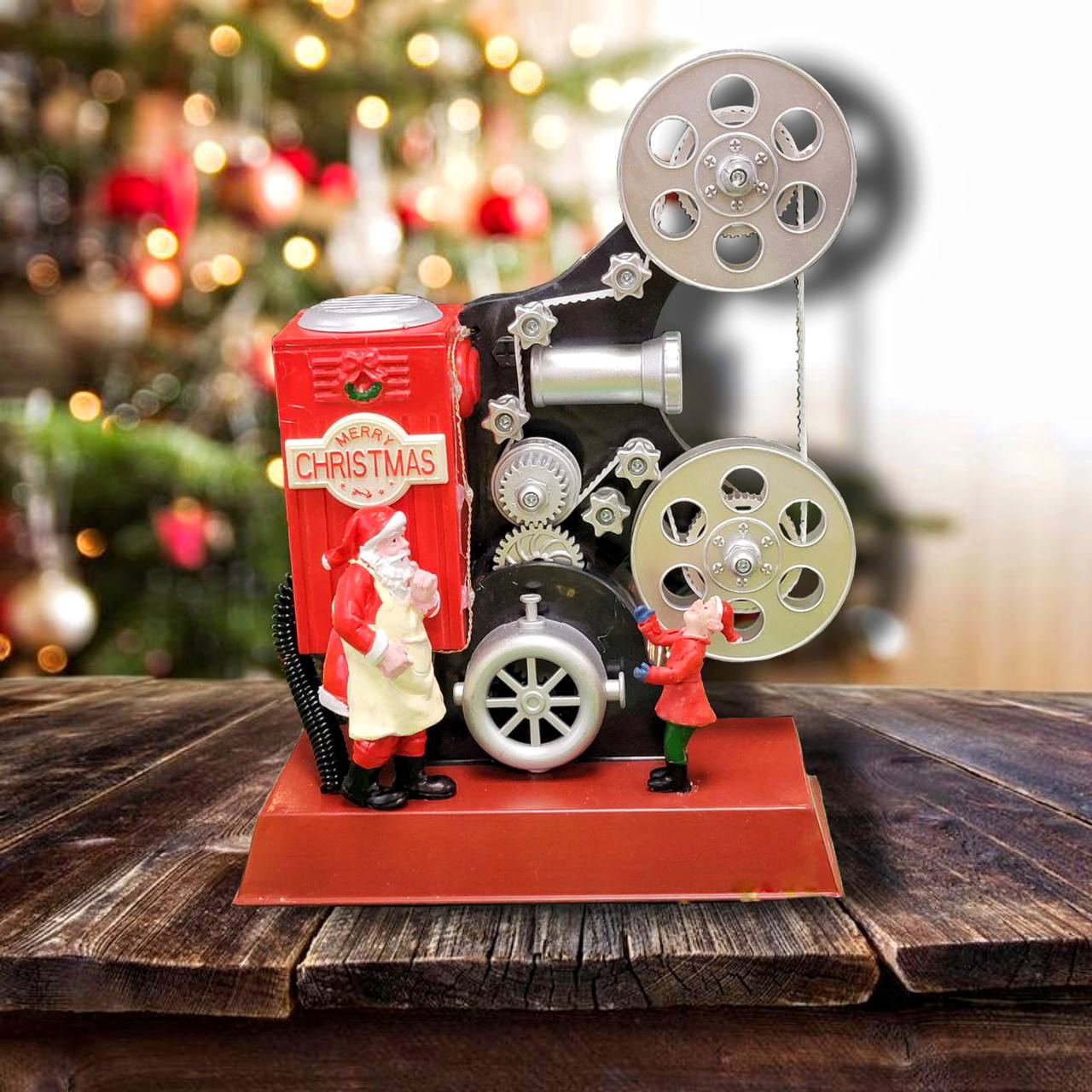 Santa with Movie Projector with LED Lights. Christmas Village | Michaels