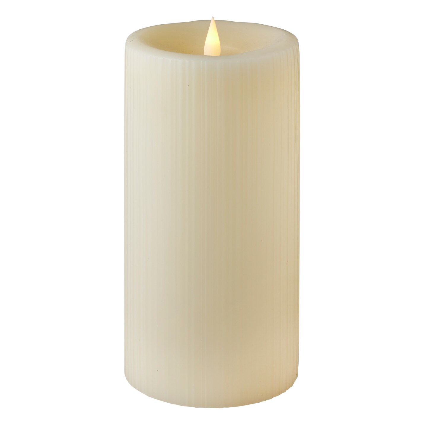 Fine Ribbed Motion Flameless Candle 4x8 Ivory | Michaels