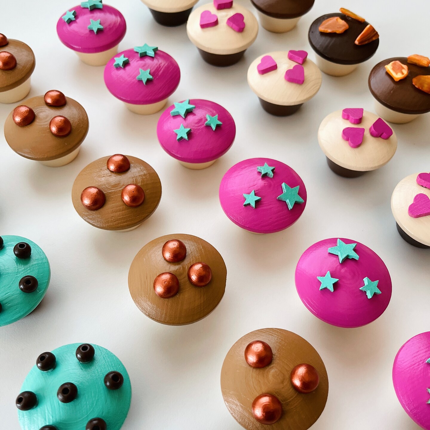 6-pc Wooden Cupcake Play Set, Play Food, Wooden Play Food, Wooden Play ...