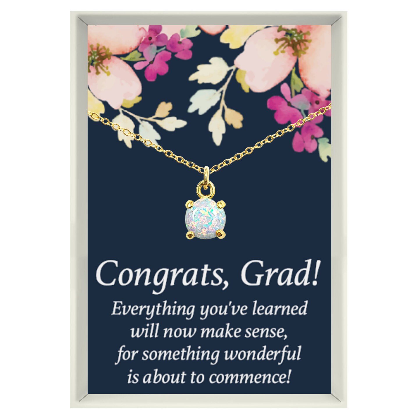 Graduation Gift, Gold or Silver Opal Necklace, Boxed Jewelry with ...