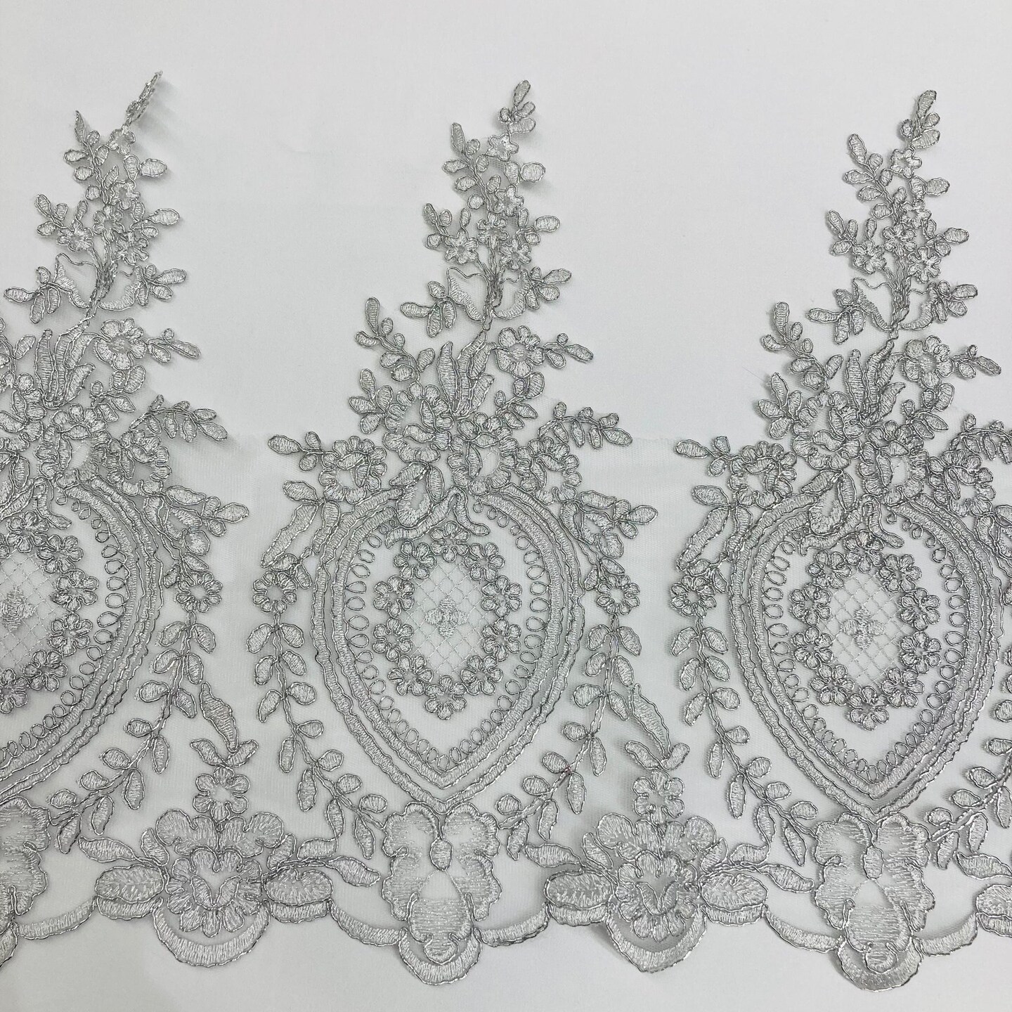 1 Yard Corded Lace Trimming Embroidered on 100% Polyester Net Mesh 13 ...