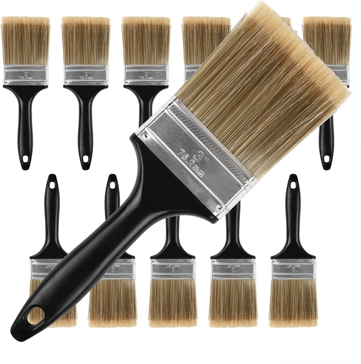 Paint Brush 12 Packs 3 Inch, Home Wall Trim House Chip Paintbrush Set ...