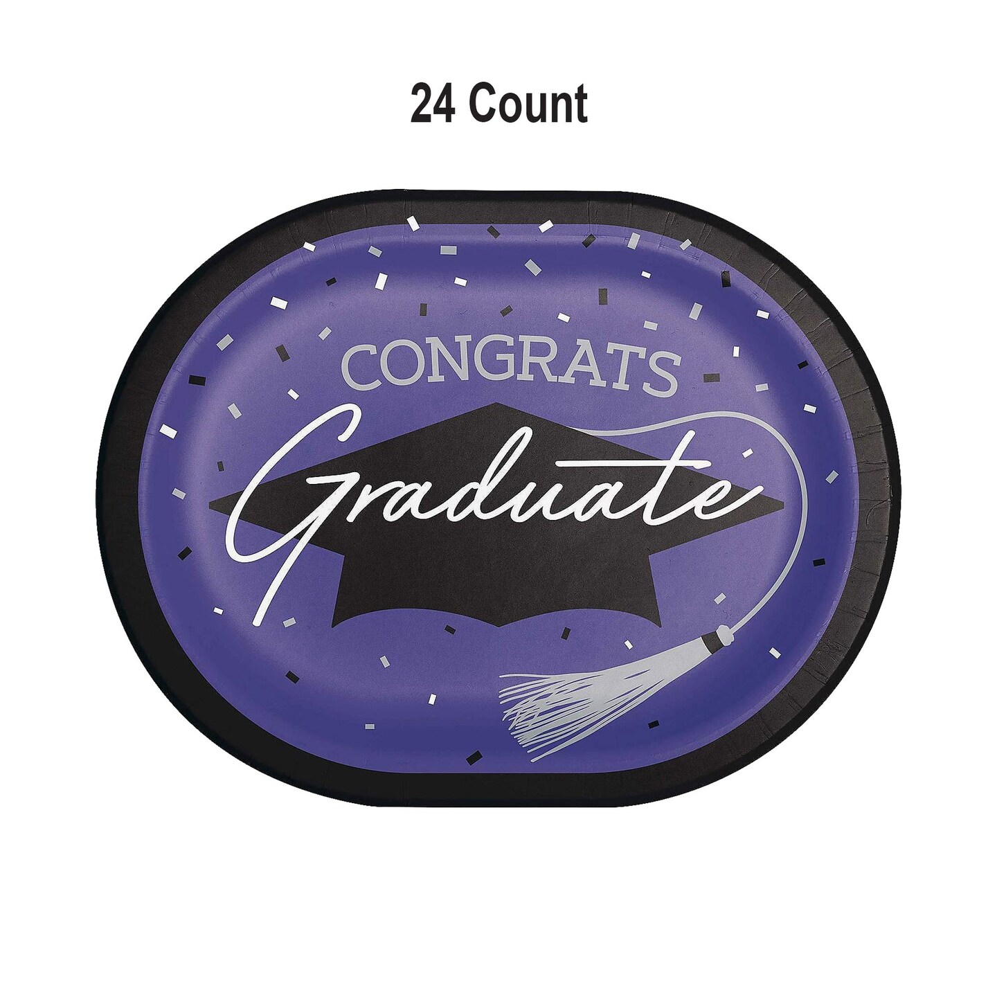 9.25" x 12" 24 Count School Spirit Purple Graduation Oval Paper ...