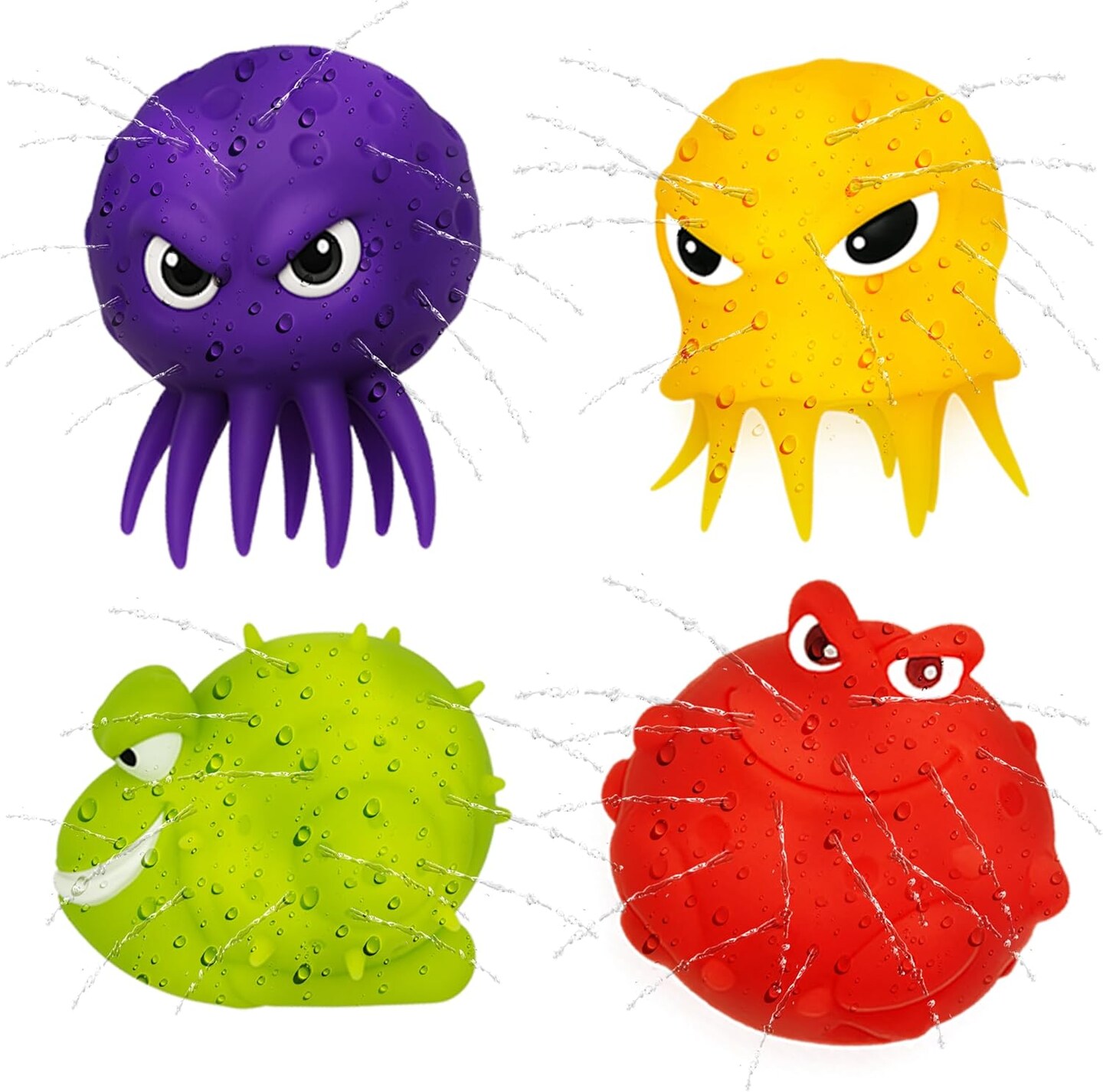 4E's Novelty 4 Packs Sea Animal Water Balls, Sensory Octopus Squishy ...