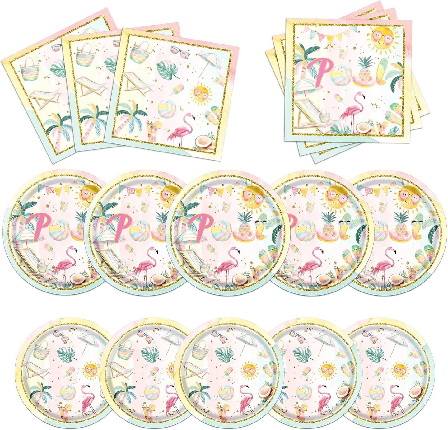 60Pcs Pool Party Plates and Napkins Sets (Pink) | Michaels