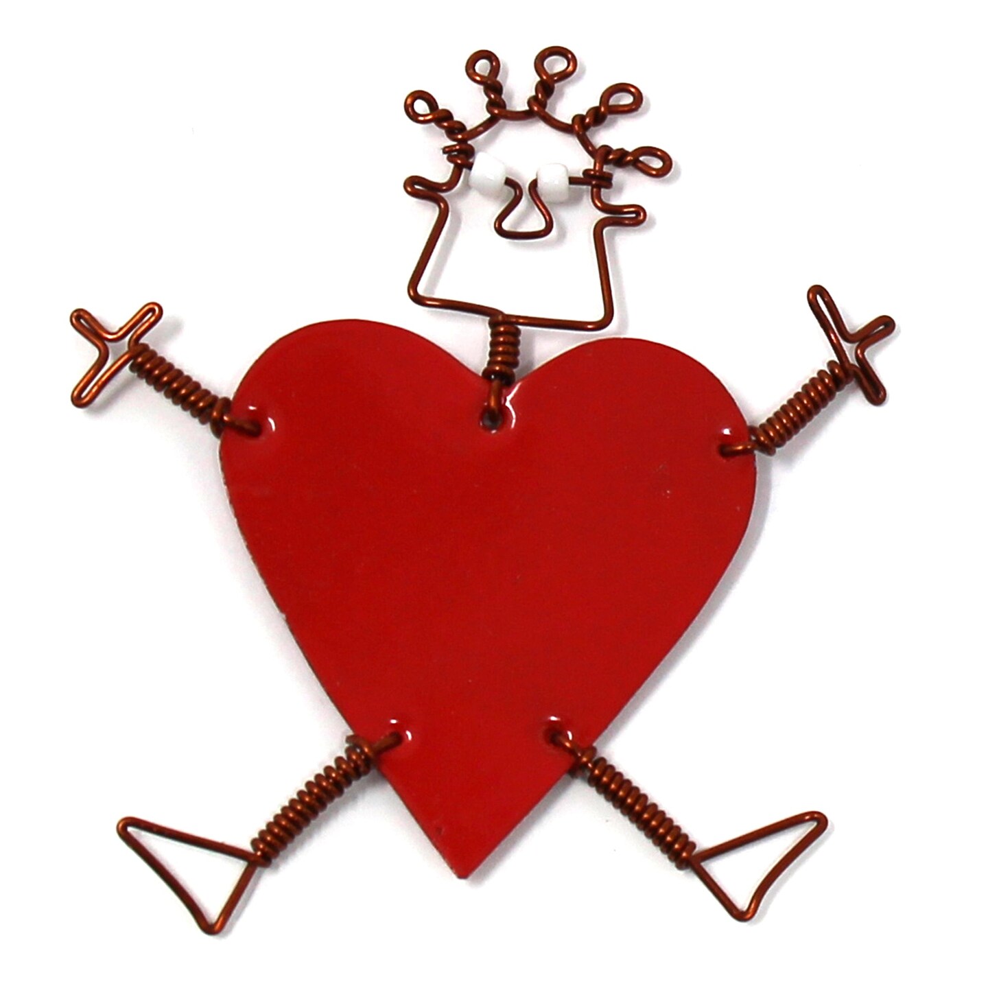 Red Heart Dancing Girl Pin with Copper Wire Arms and Legs 2 Inch Cute ...