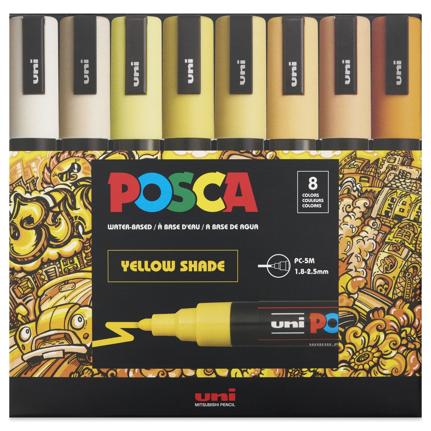 Posca Paint Markers - Set of 8, Yellow Shade Colors, Medium Bullet Tip ...