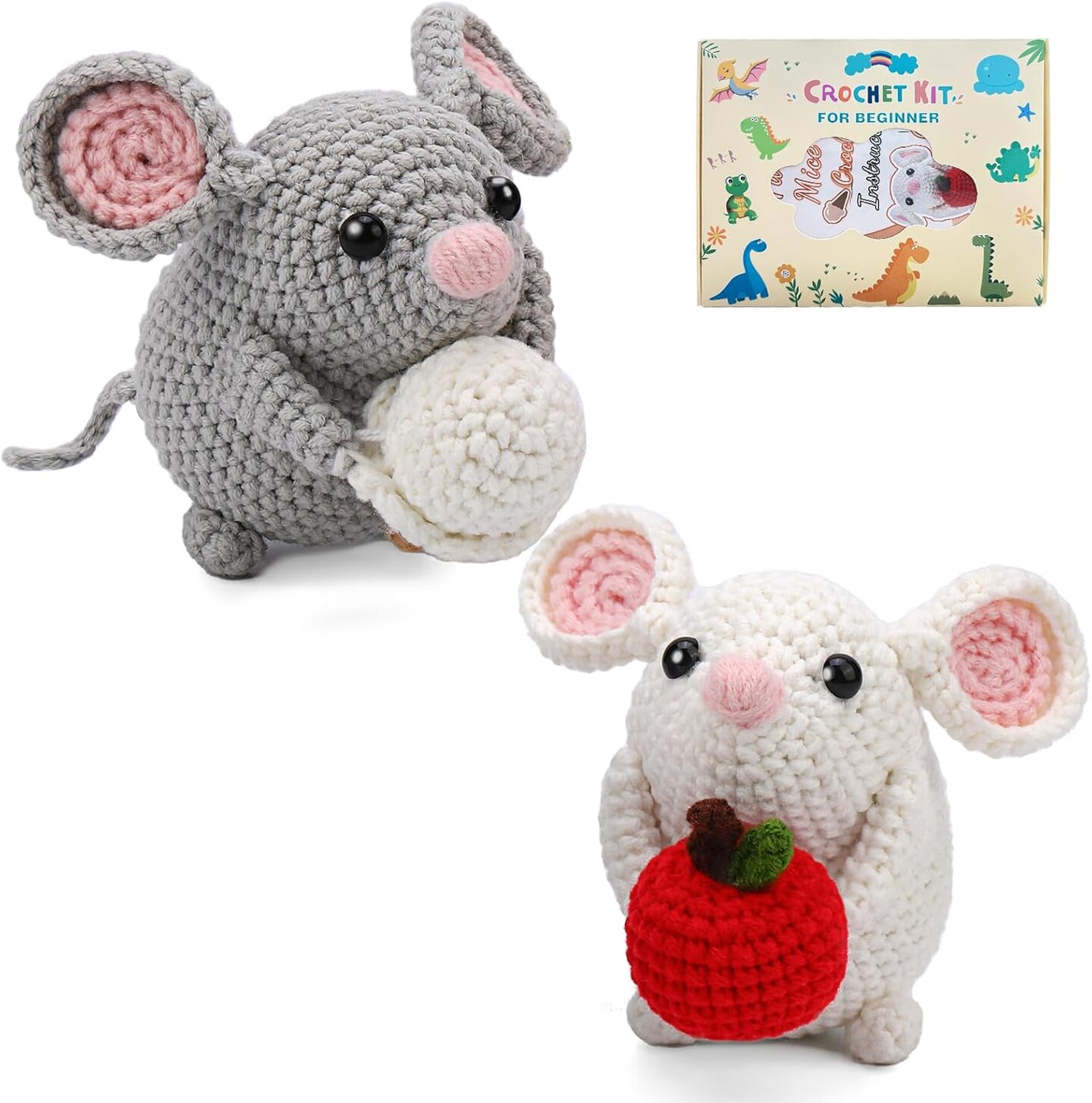 Crochet Kit for Beginners， 2 Pcs Hamster Amigurumi Crochet Animal Kit ...