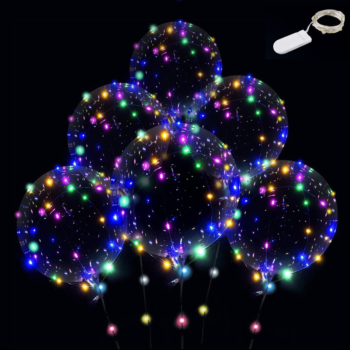 Colorful Led Balloons 6set Light up Balloons Clear Bobo Balloons with ...