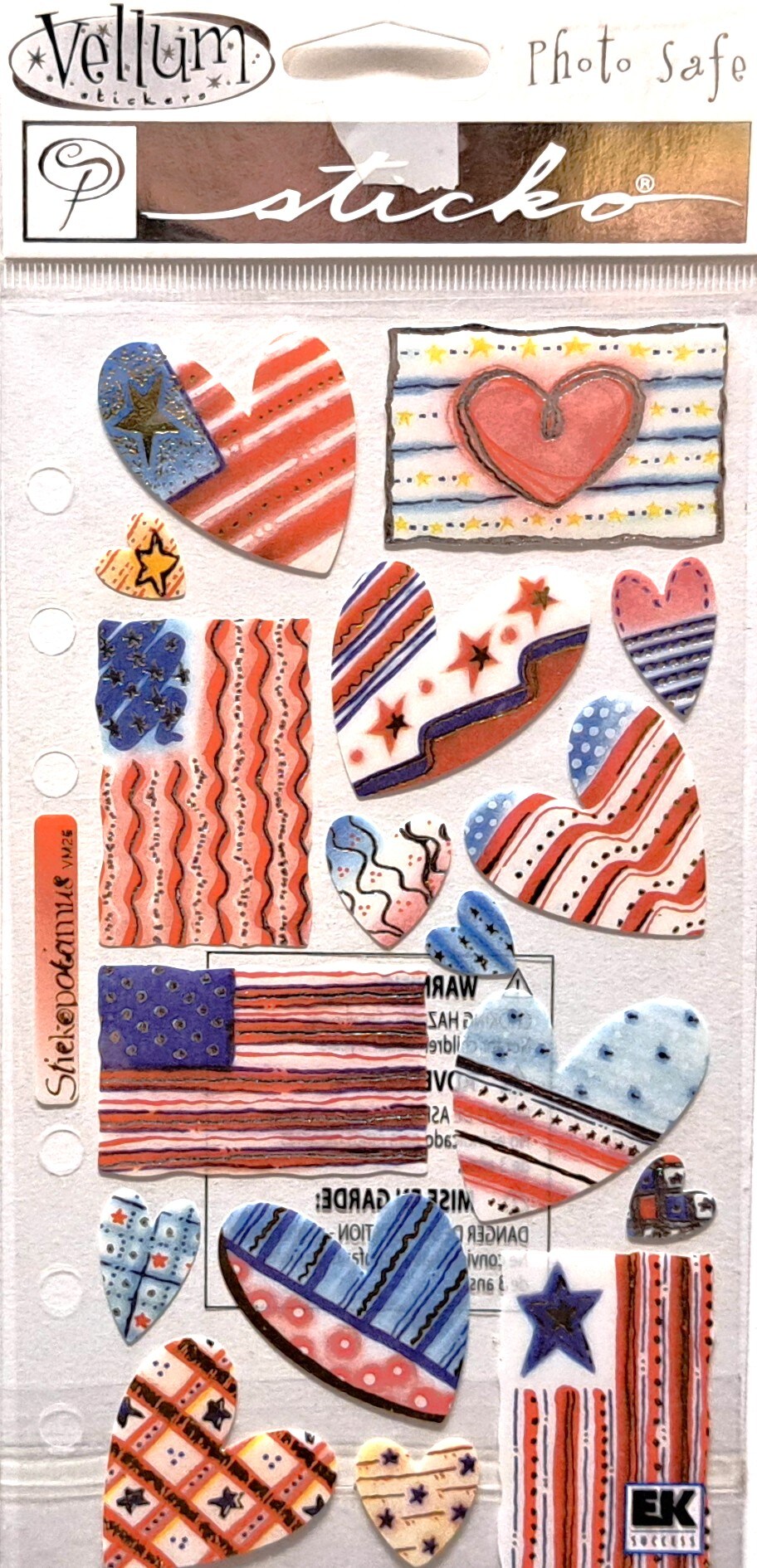 Sticko Vellum Patriotic Hearts Flat Stickers | Michaels