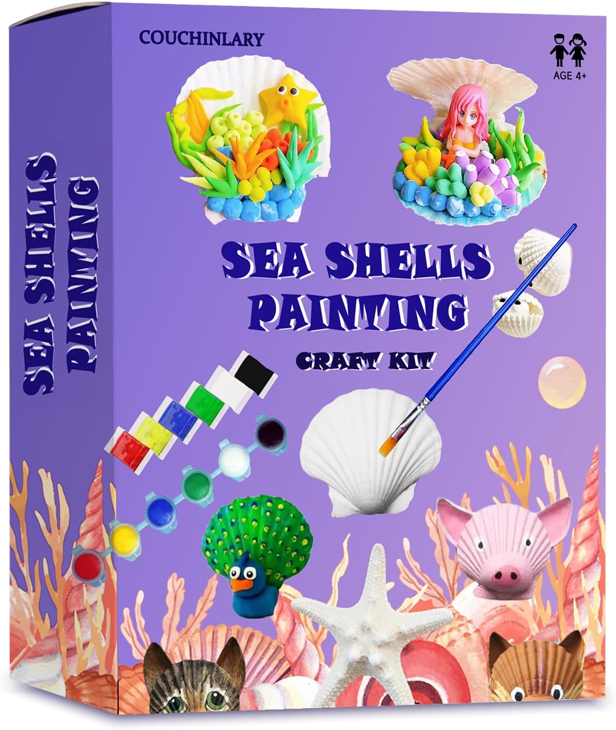 DIY Natural Sea Shells Painting Kit for Kids Children Starfish Glow in ...