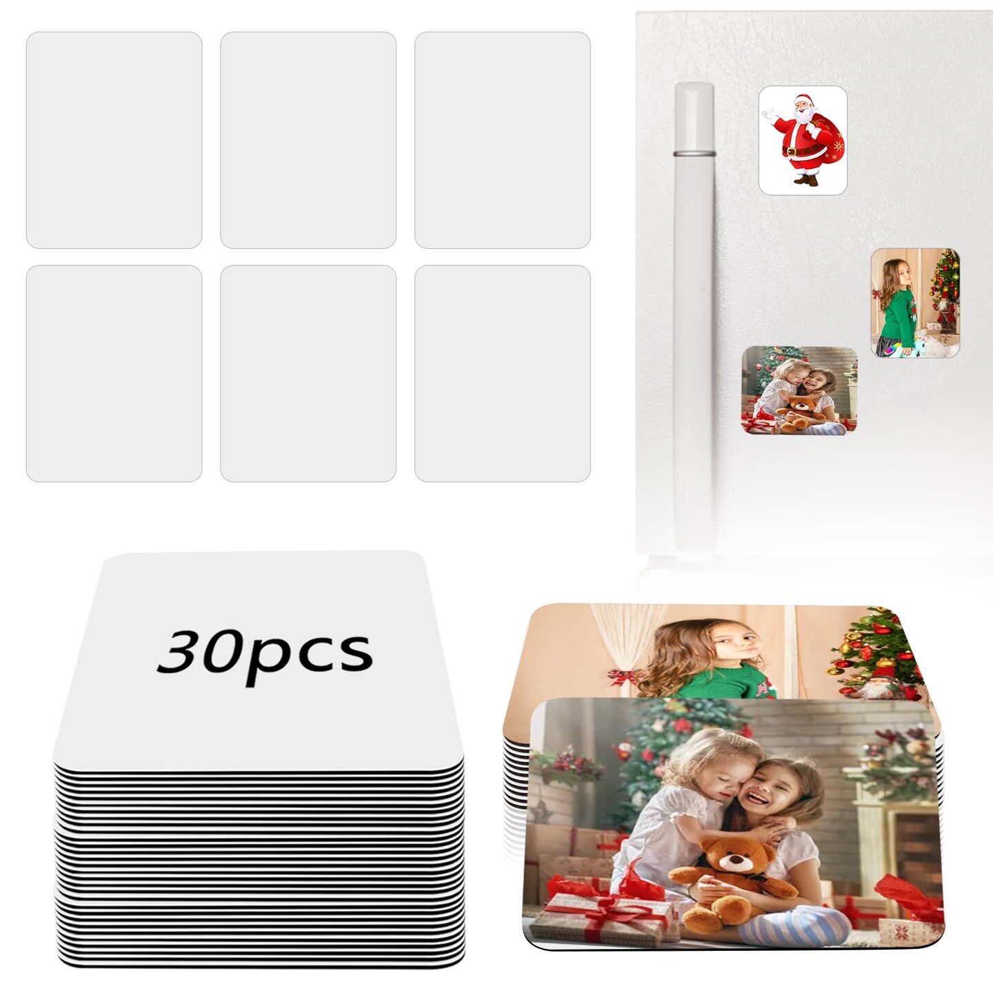 Sublimation Magnet Blanks, 30PCS Sublimation Blank Refrigerator Magnets ...