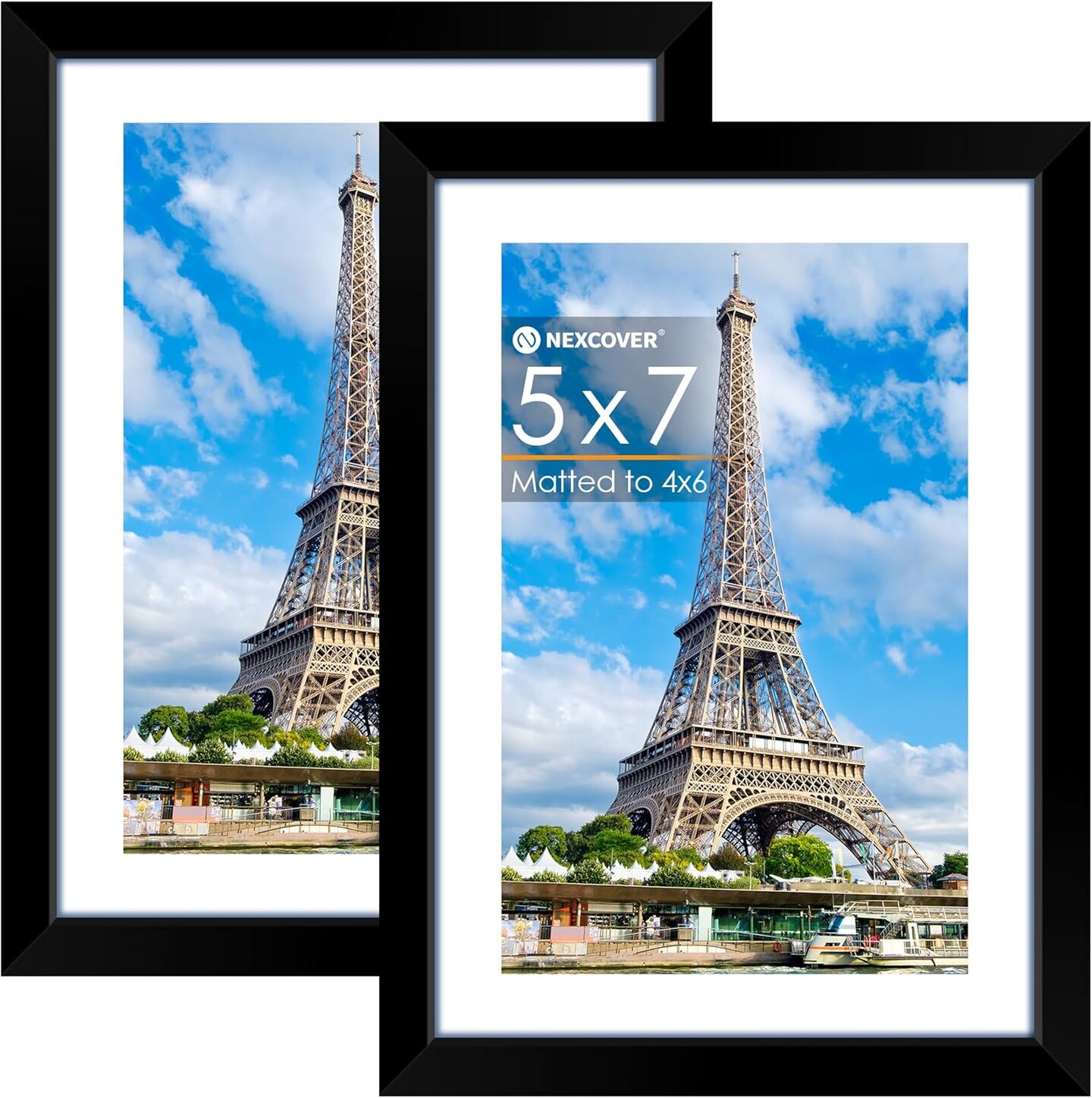 5x7 Picture Frames 2PK, Black Photo Frame with Shatterproof HD ...