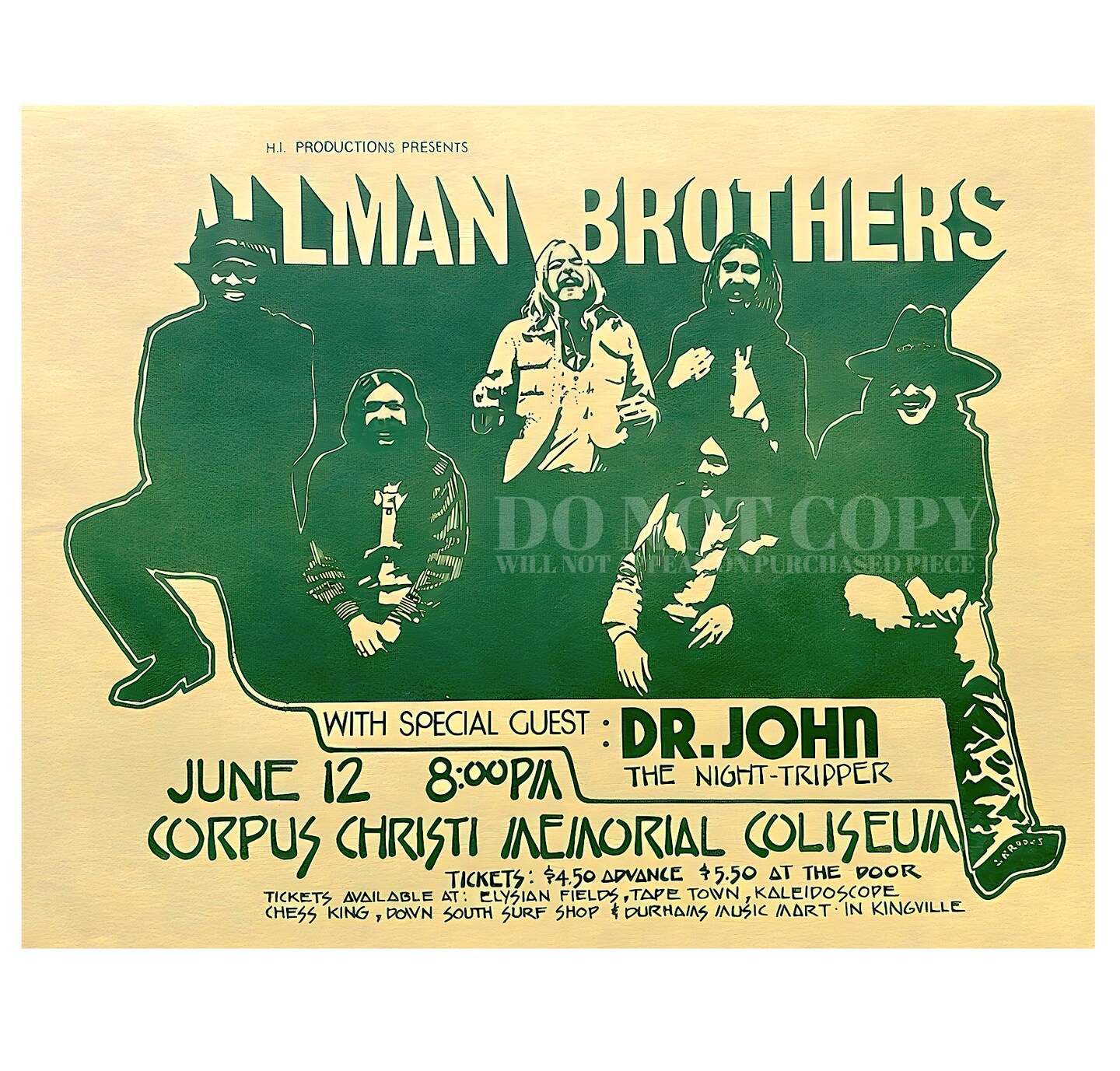 The Allman Brothers Band Poster Art 11 X 14 | Live 1972 Corpus Christi ...